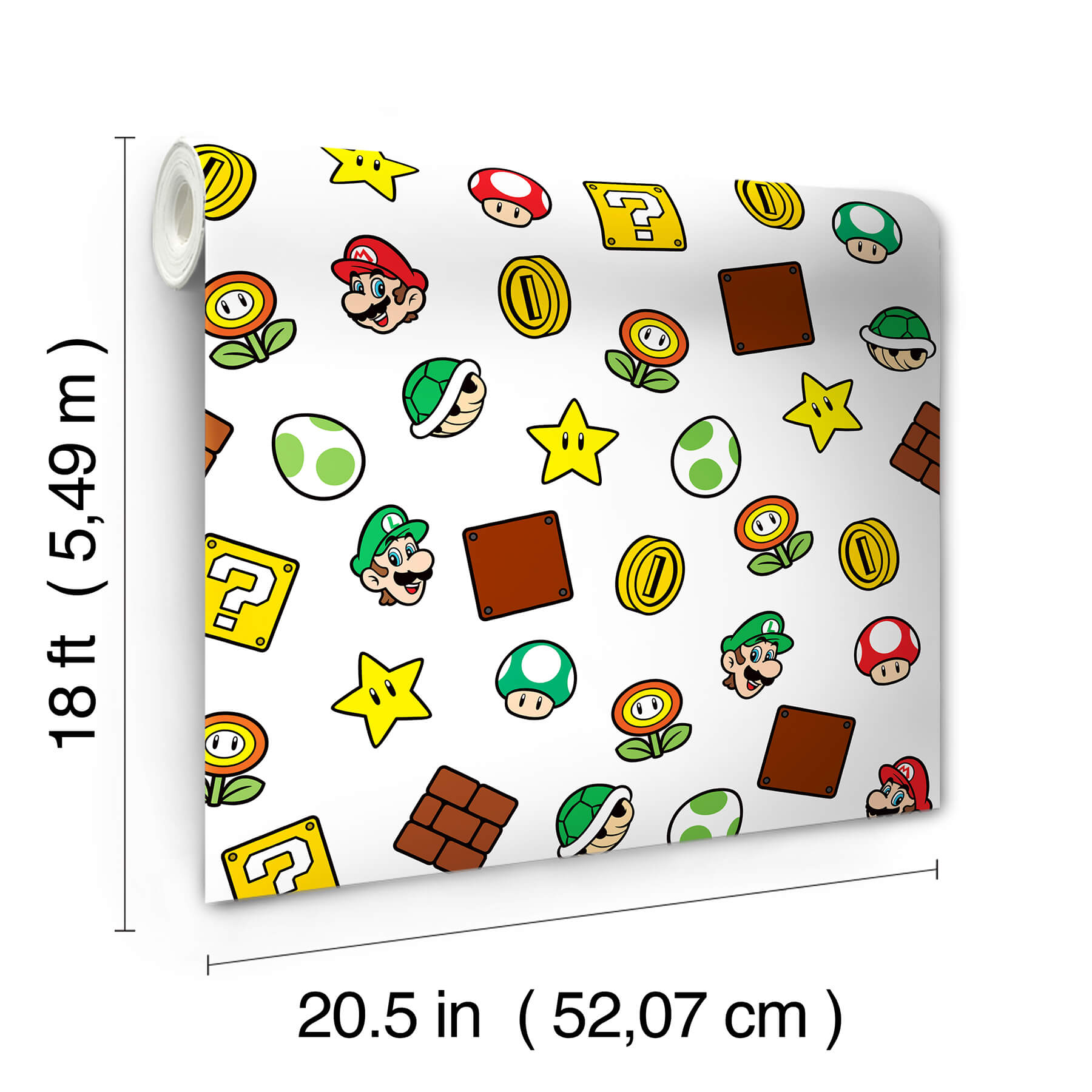 RMWS1226 - Nintendo Super Mario Power Up Icons Red and Green Peel and ...