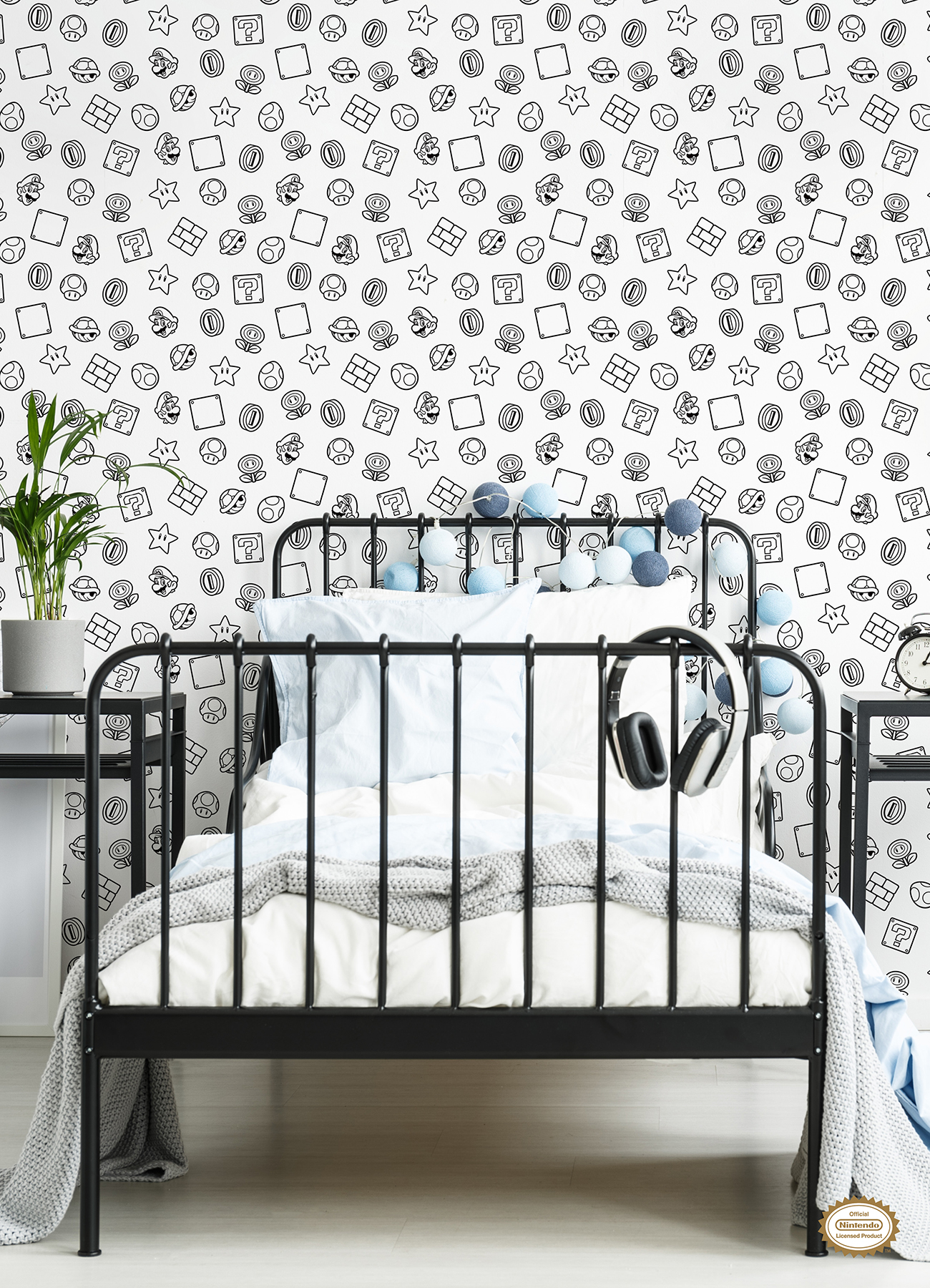 Nintendo Super Mario Power Up Icons Black and White Peel and Stick ...