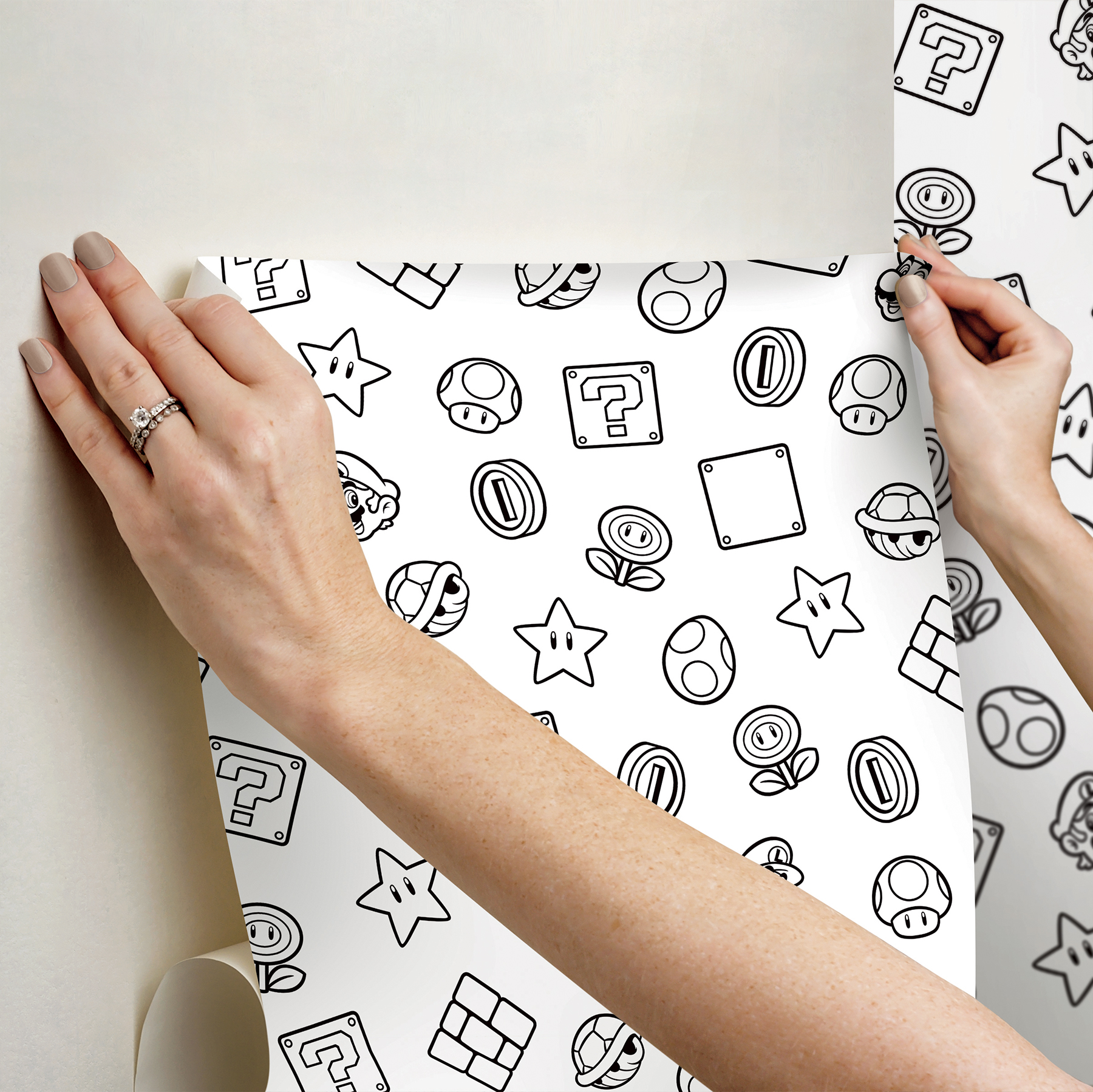 Nintendo Super Mario Power Up Icons Black and White Peel and Stick ...