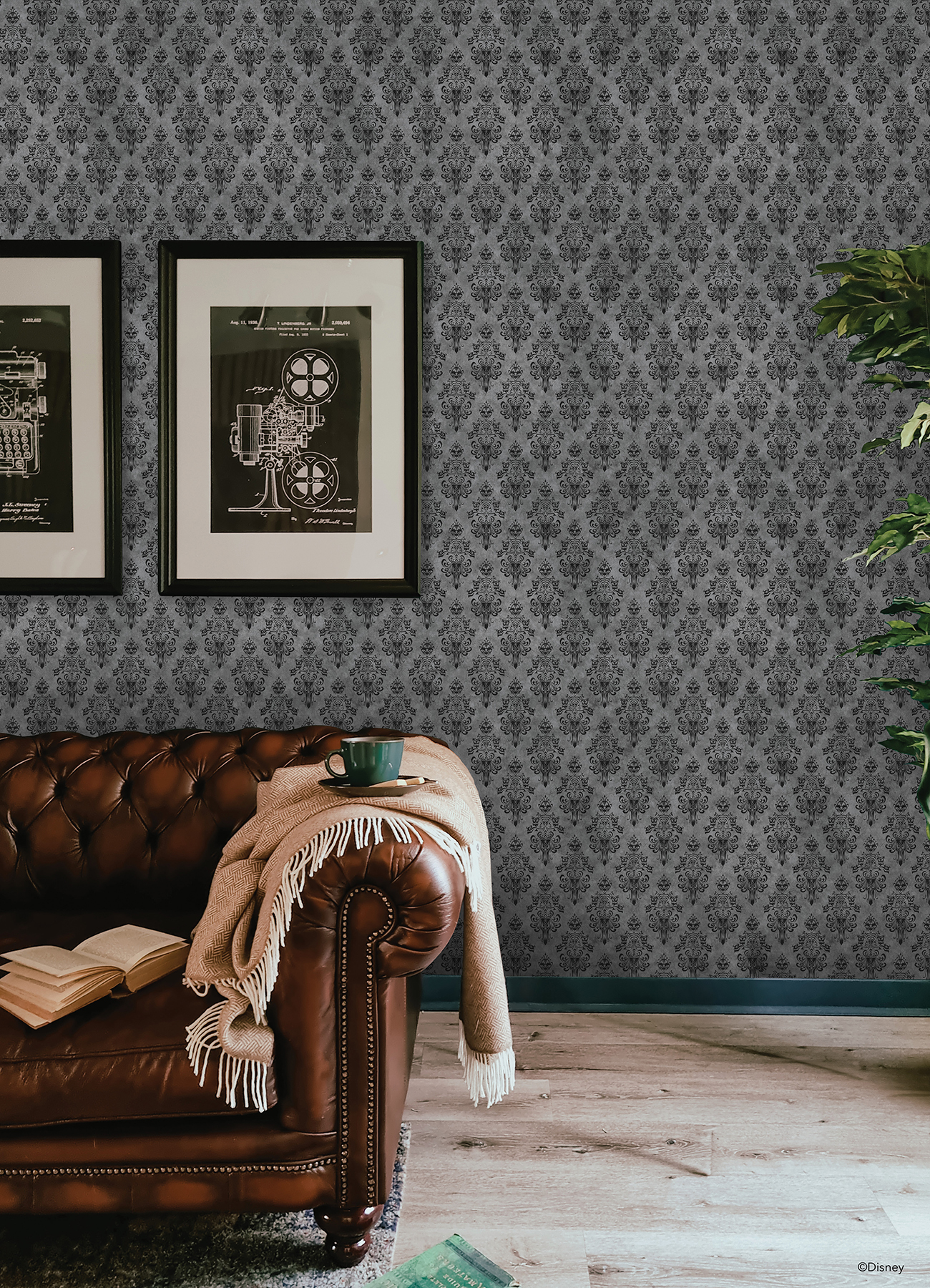 Disney Haunted Mansion Grey Peel and Stick Wallpaper