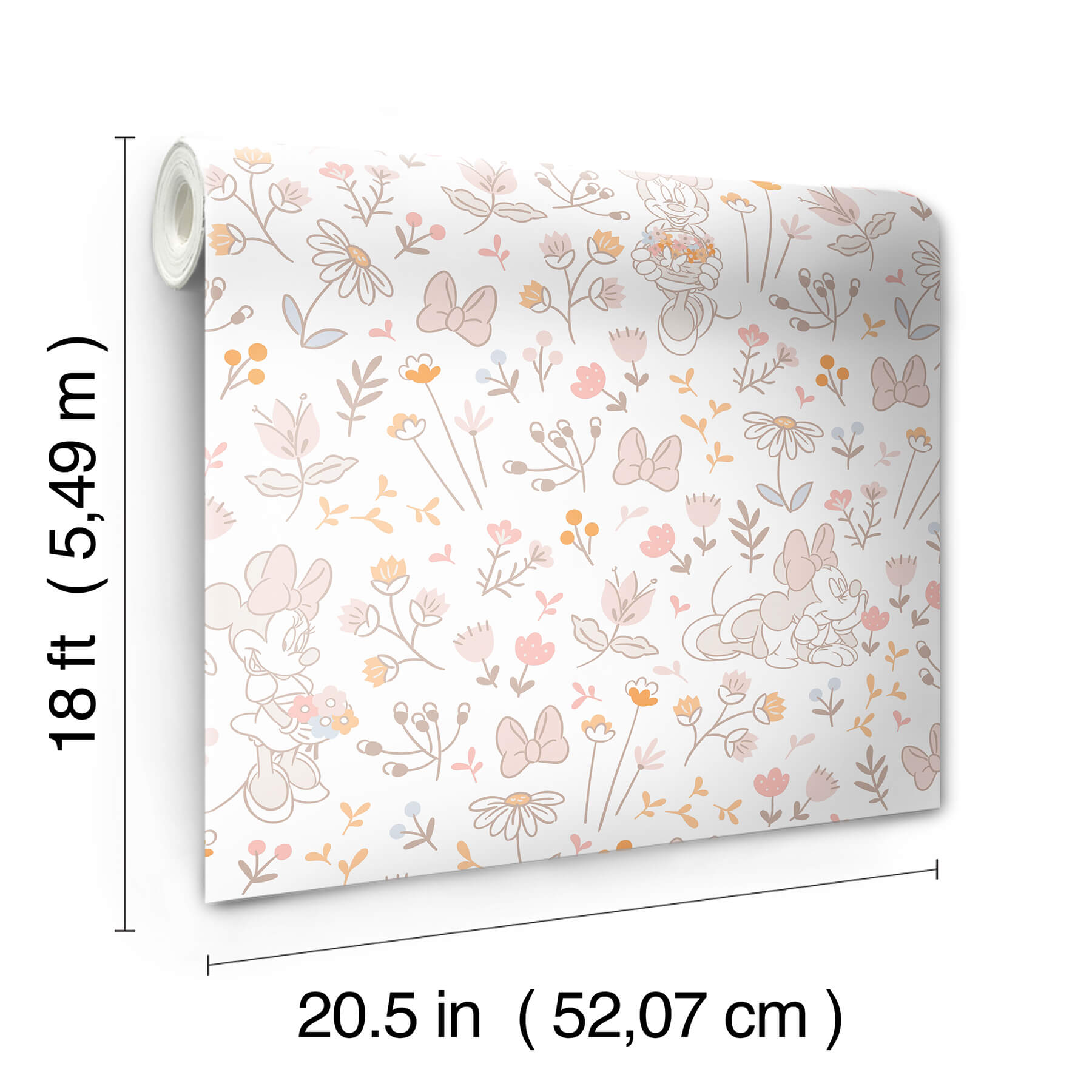 Disney Minnie Mouse Pretty as a Flower Pink Peel and Stick Wallpaper