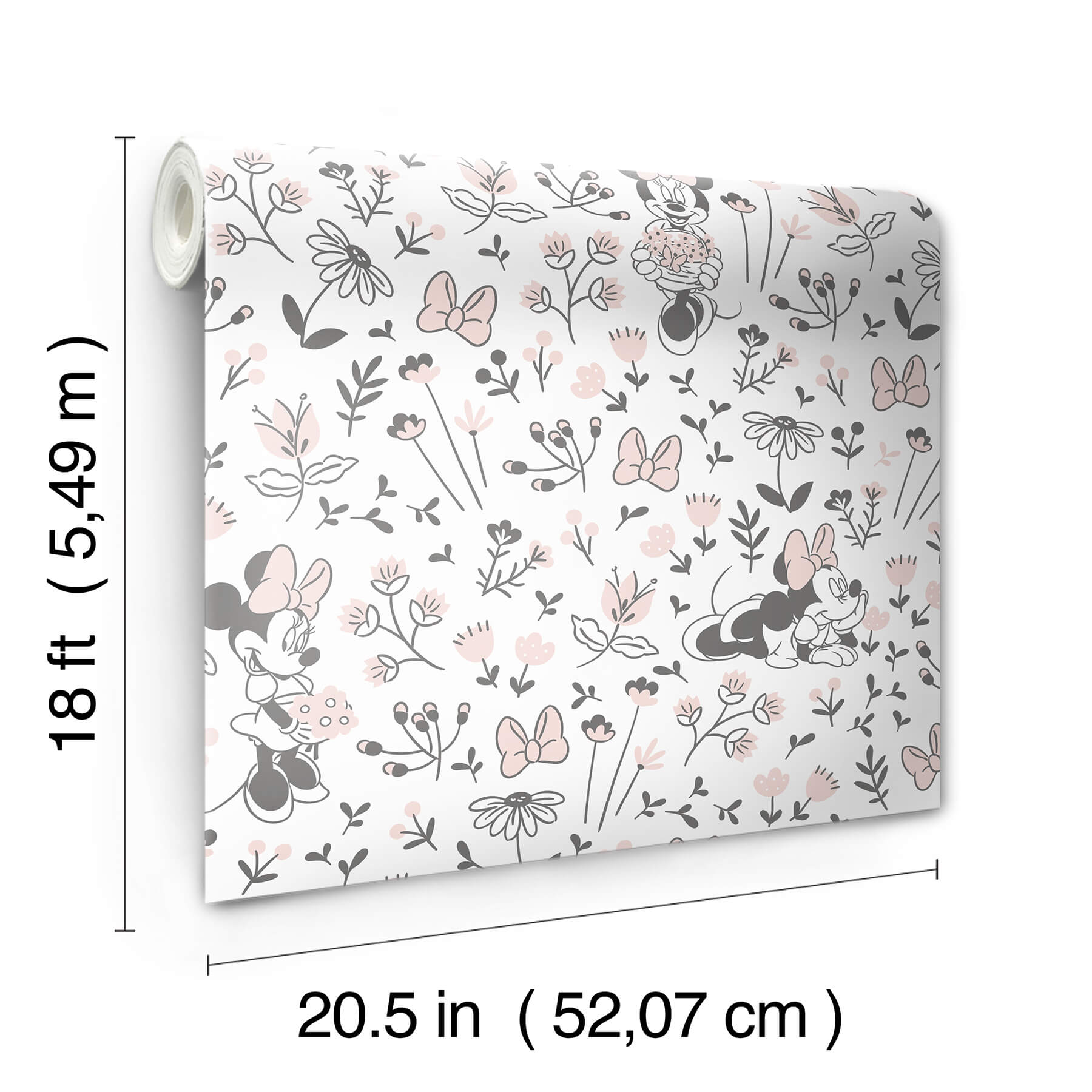 Disney Minnie Mouse Pretty as a Flower Black and White Peel and Stick ...