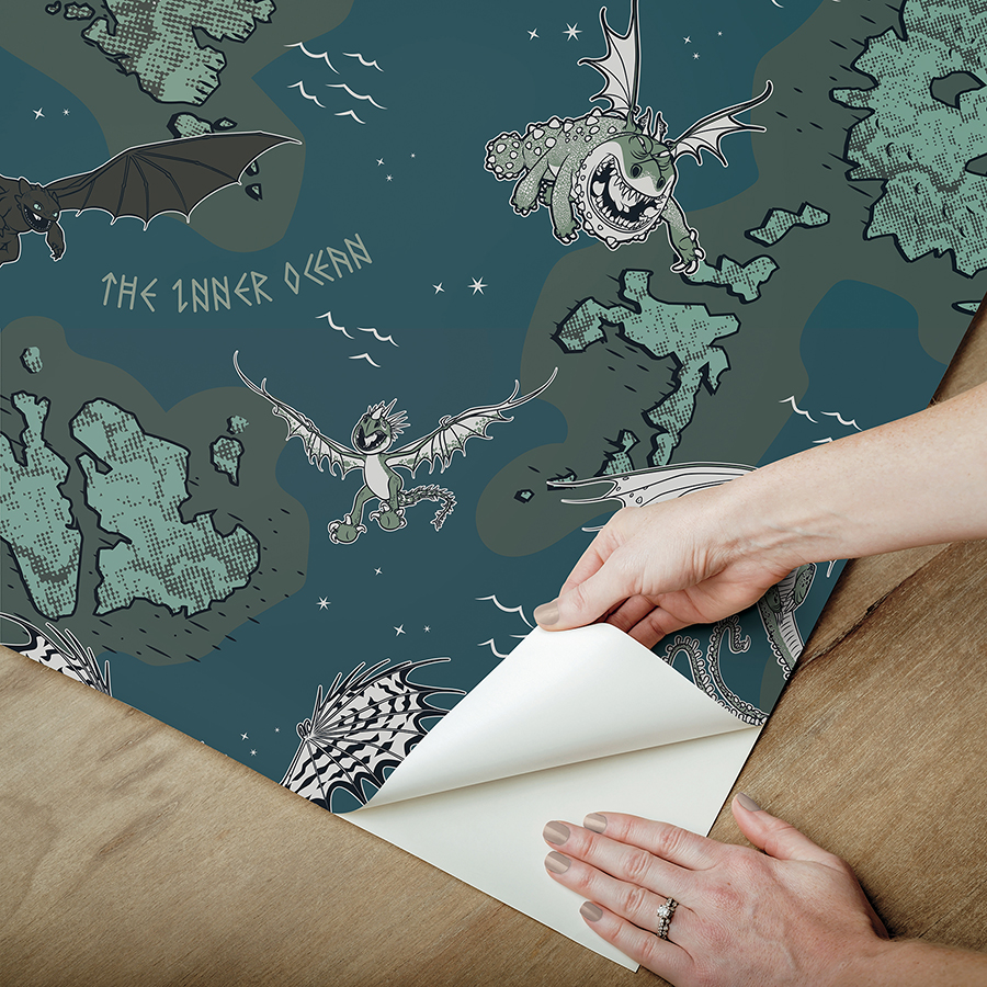 How to Train Your Dragon Isle of Berk Blue Peel & Stick Wallpaper