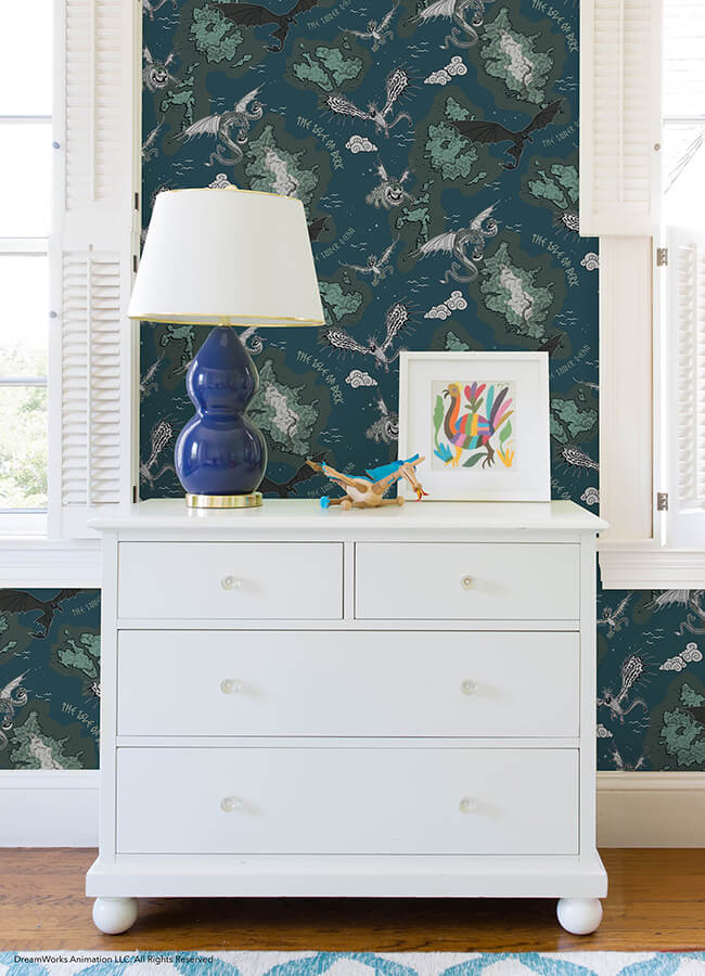 How to Train Your Dragon Isle of Berk Blue Peel & Stick Wallpaper