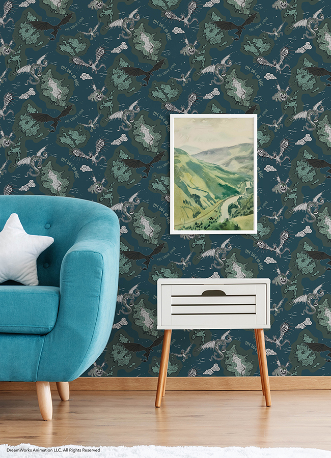 How to Train Your Dragon Isle of Berk Blue Peel & Stick Wallpaper