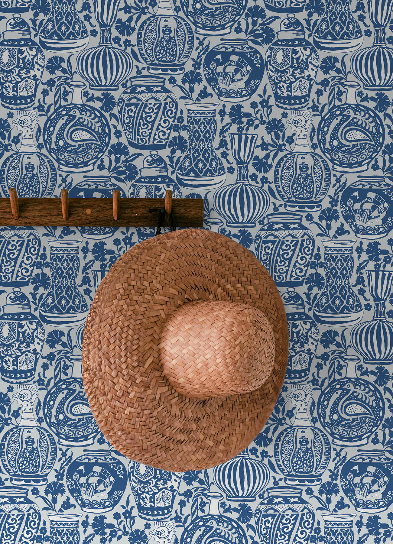 Delft Pottery Blue Peel and Stick Wallpaper