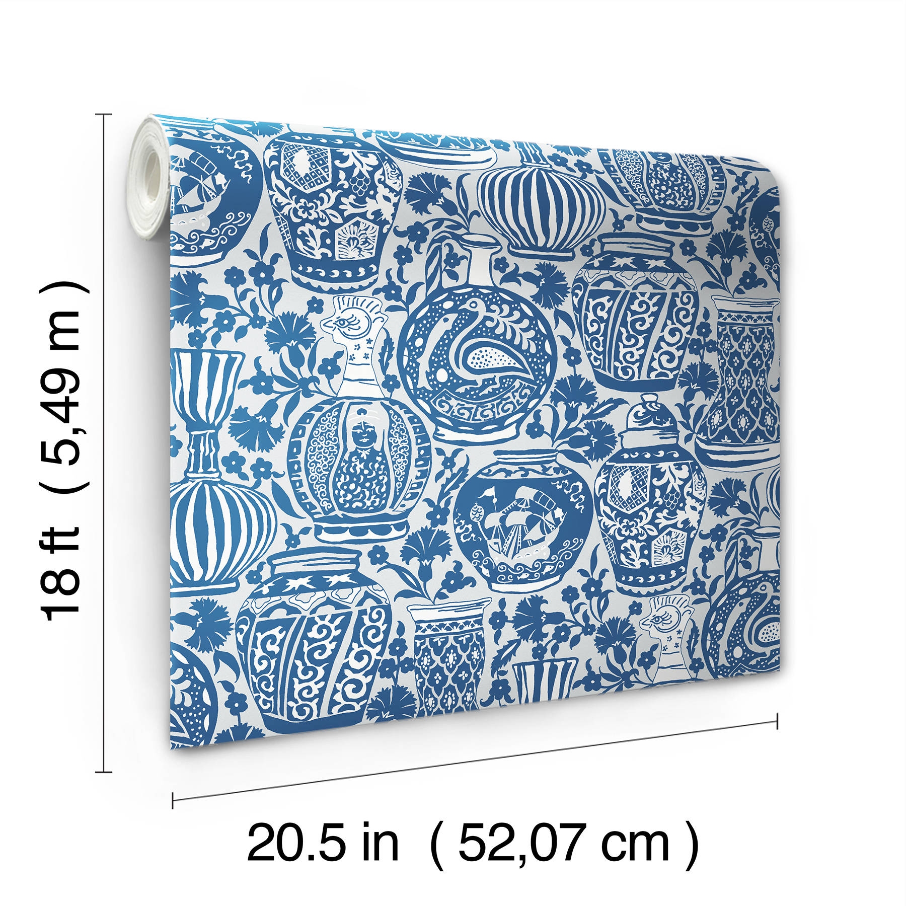 Delft Pottery Blue Peel and Stick Wallpaper