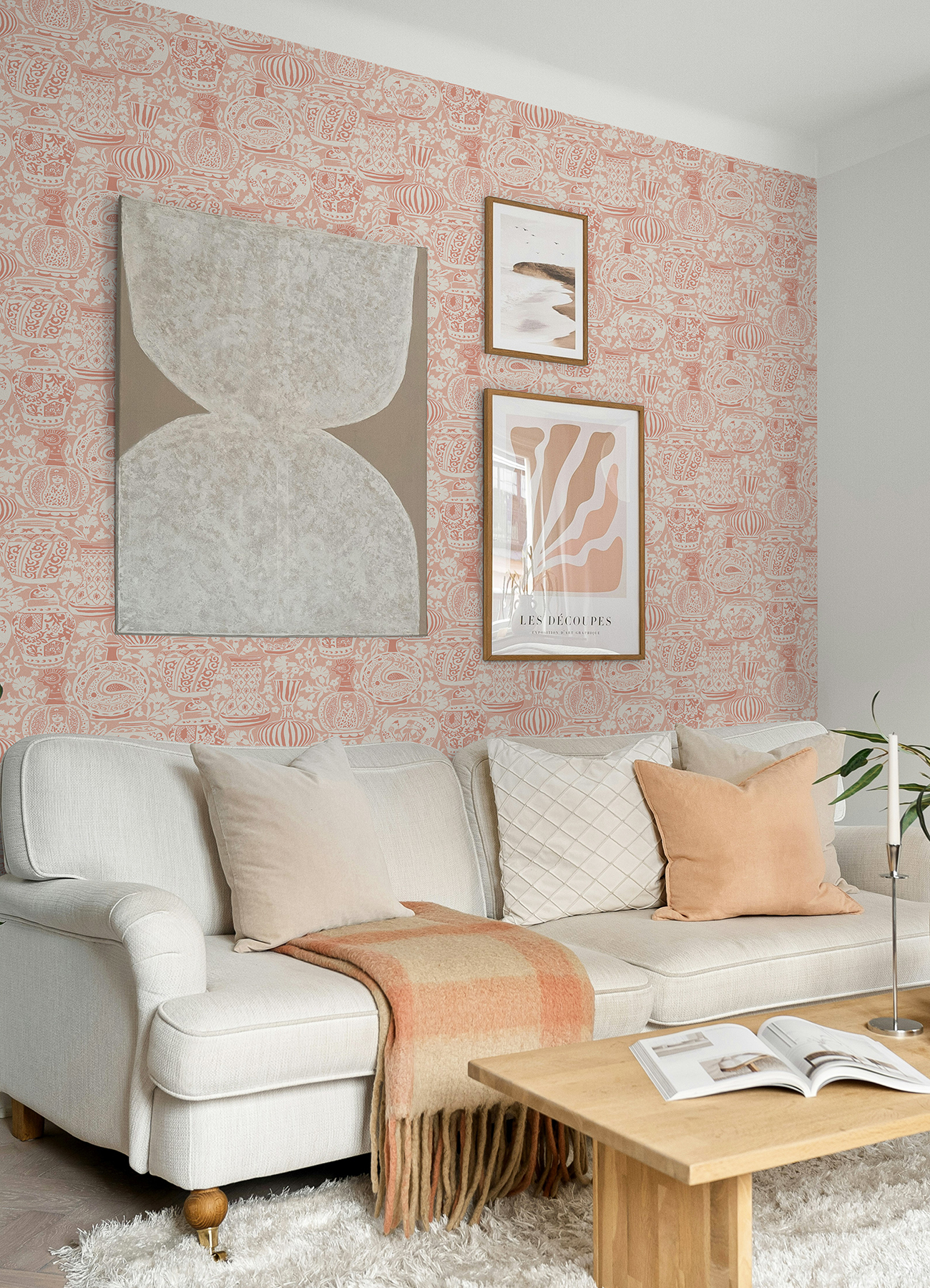 RMWS1275 - Delft Pottery Peach Peel and Stick Wallpaper - by RoomMates