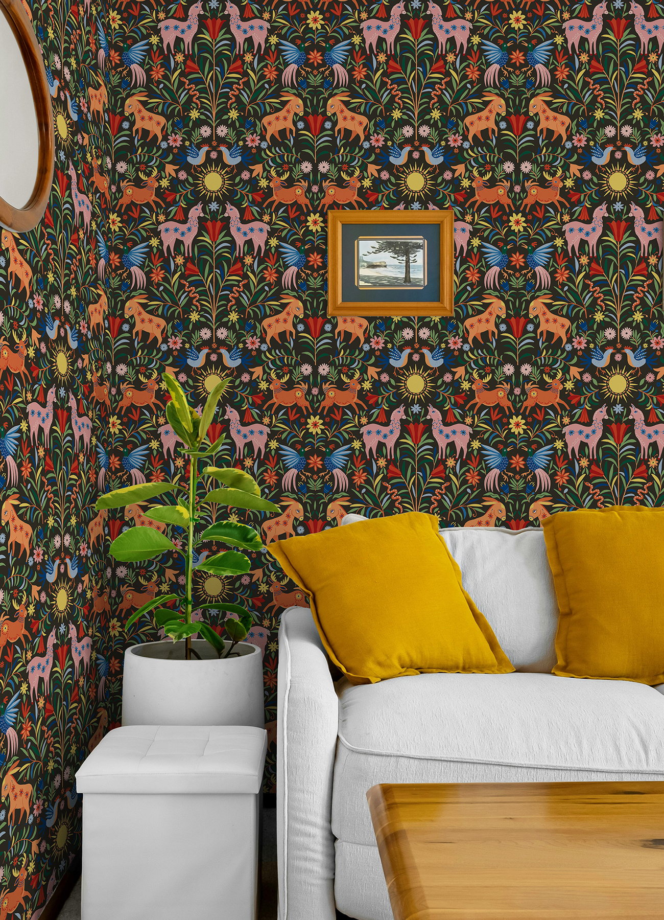 Whimsical Creatures Black Peel and Stick Wallpaper