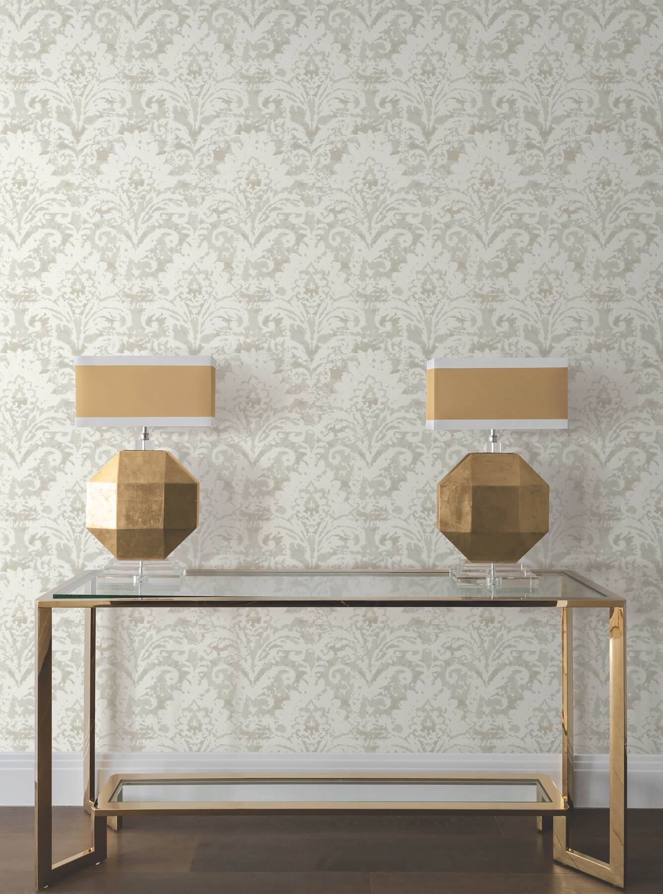 York Wallcoverings. Cream & Pearl Velvet Crush Damask Wallpaper ...