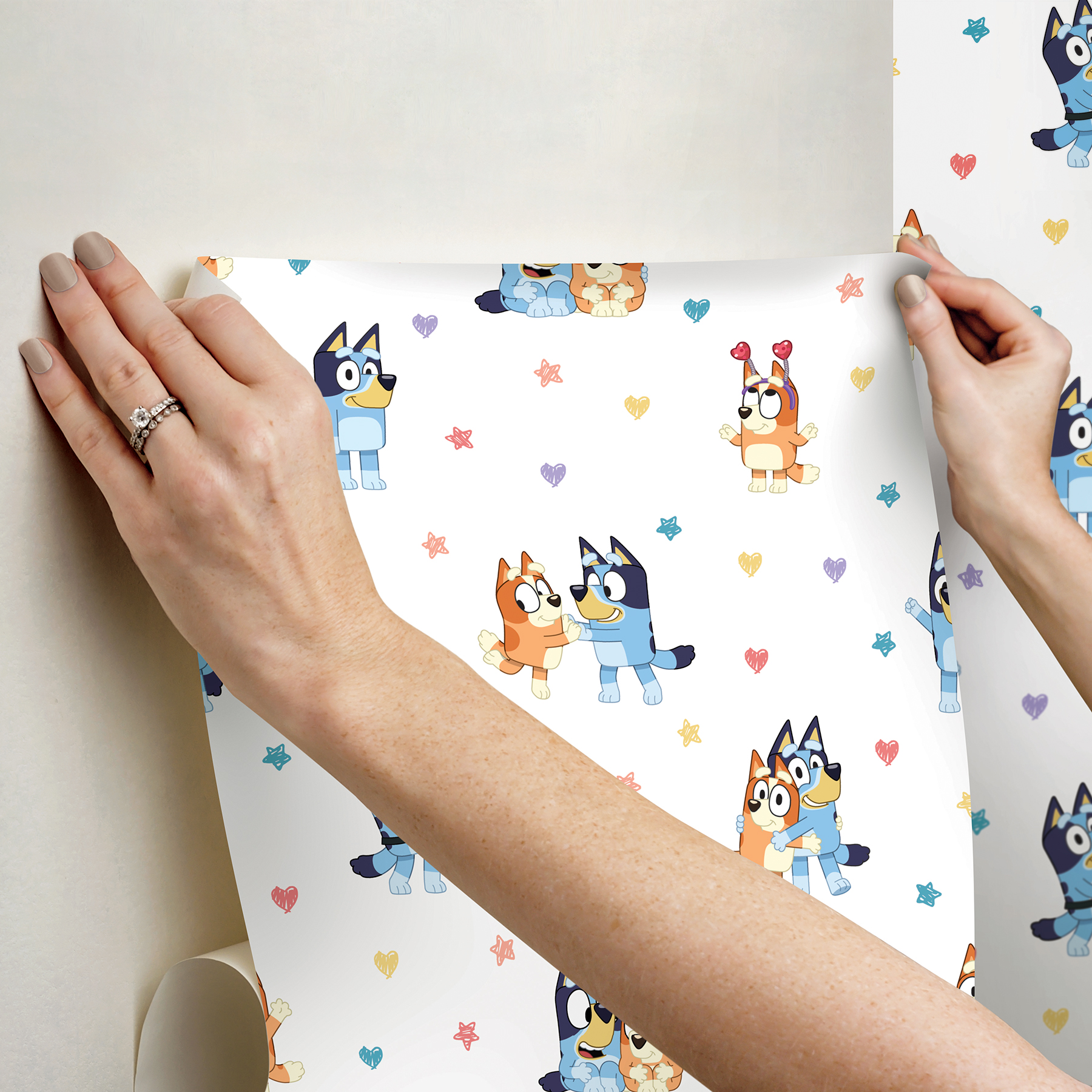 RMWS1307 - Bluey & Bingo Hearts Multicolor Peel and Stick Wallpaper ...