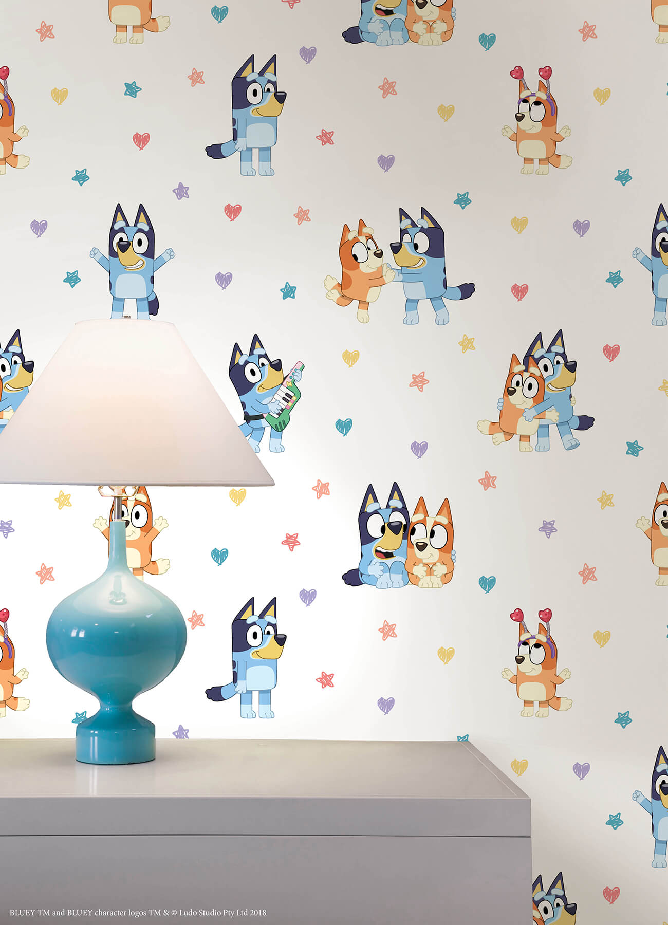 RMWS1307 - Bluey & Bingo Hearts Multicolor Peel and Stick Wallpaper ...