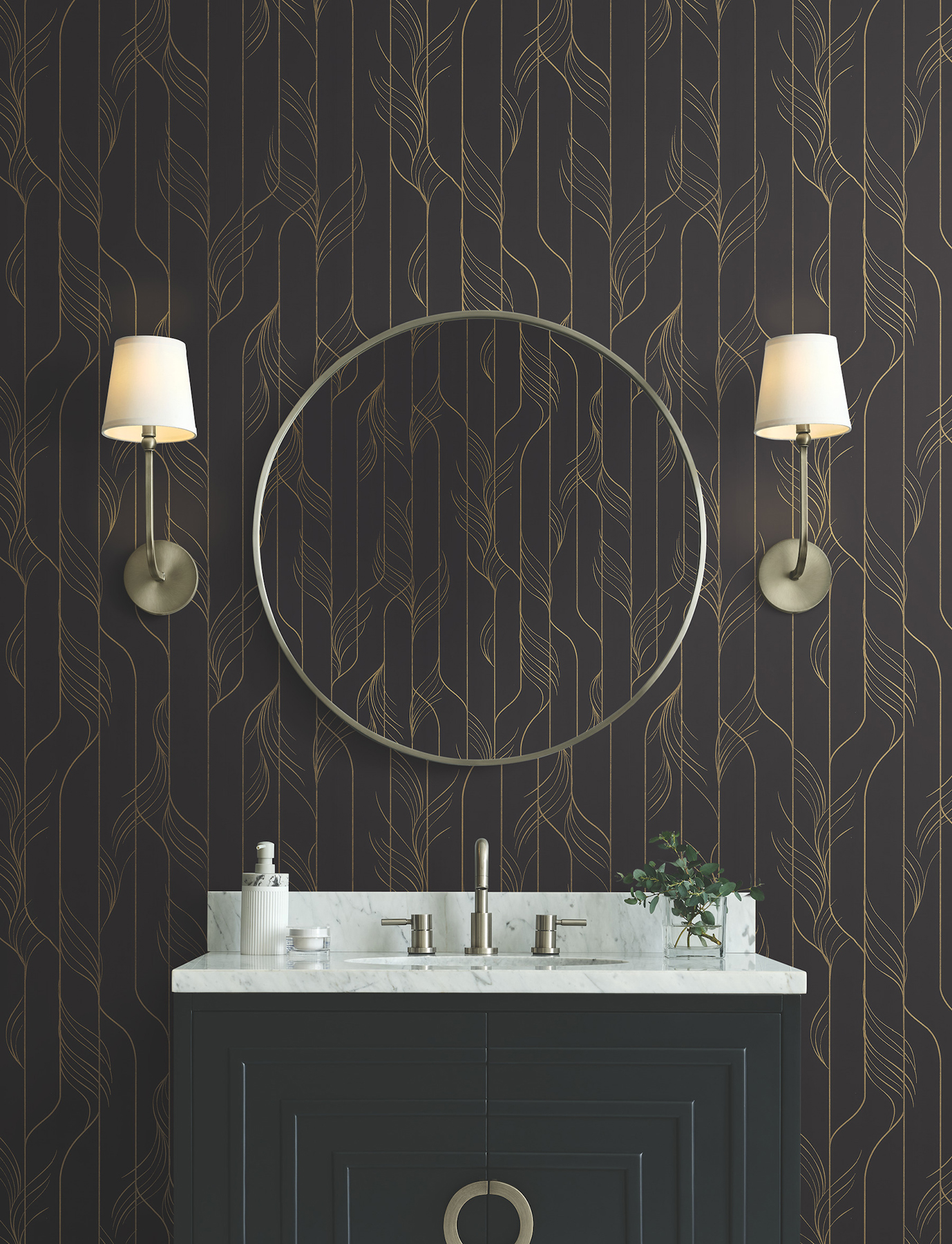 York Wallcoverings. Black & Gold Elemental Thread Wallpaper | Candice Olson