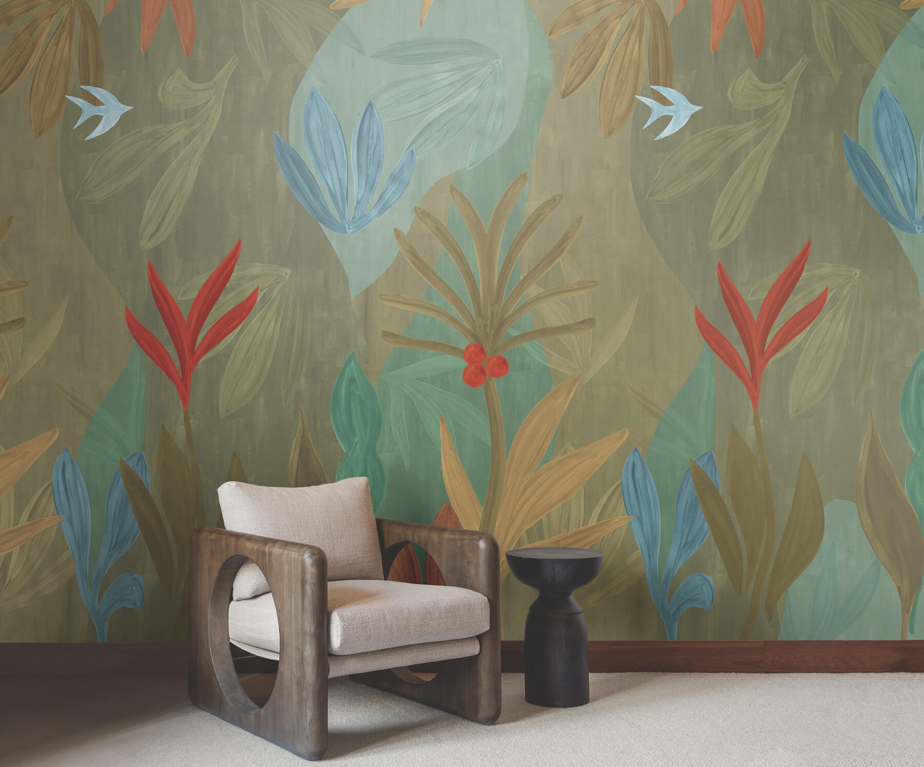York Wallcoverings. Chambord Gardens Wall Mural Leaf & Olive | York