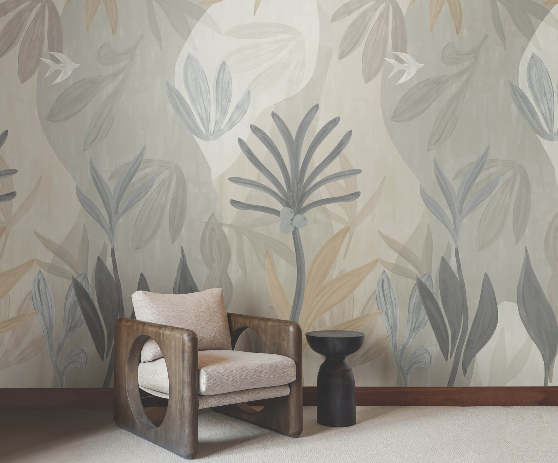 York Wallcoverings. Chambord Gardens Wall Mural Graphite & Carbon | York