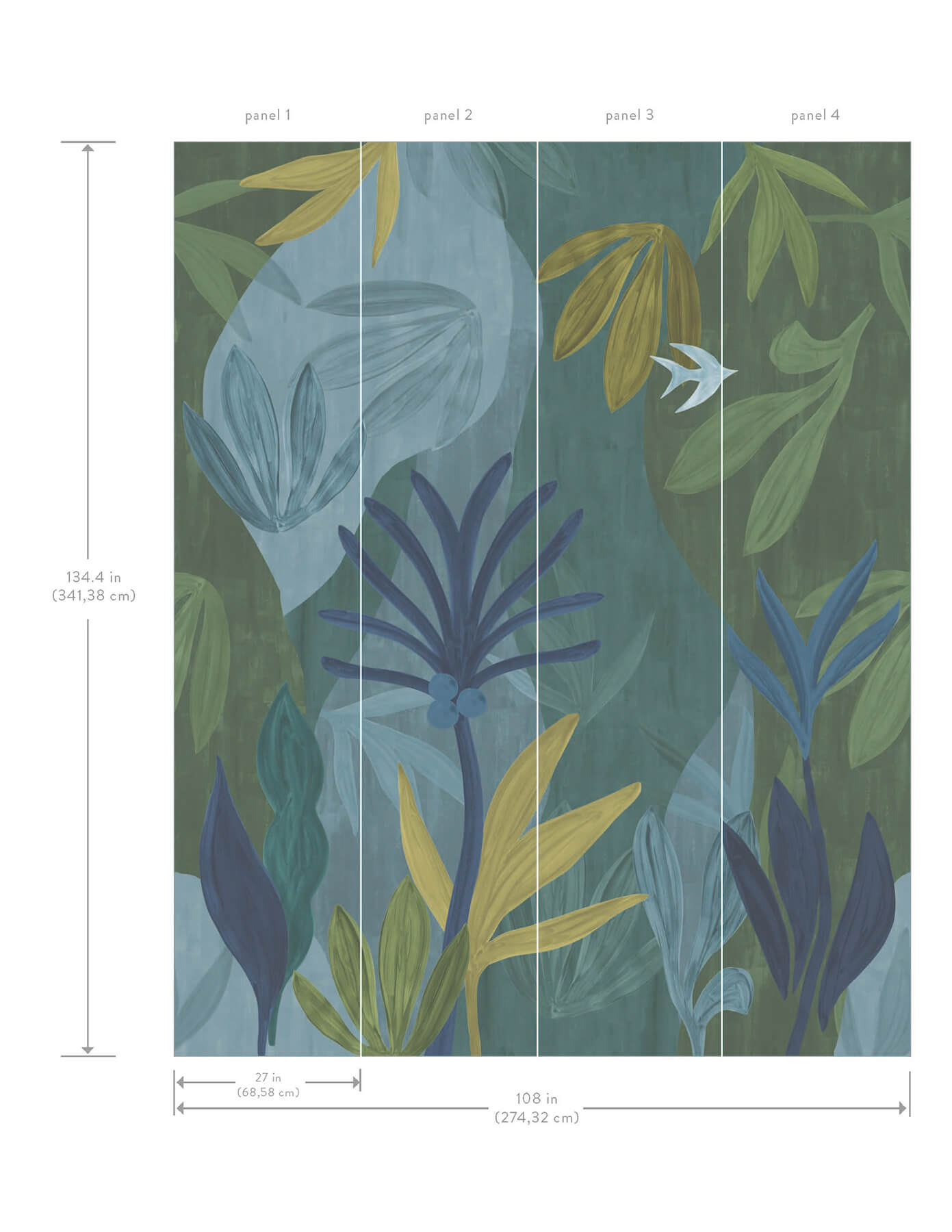 York Wallcoverings. Chambord Gardens Wall Mural Ultramarine | York