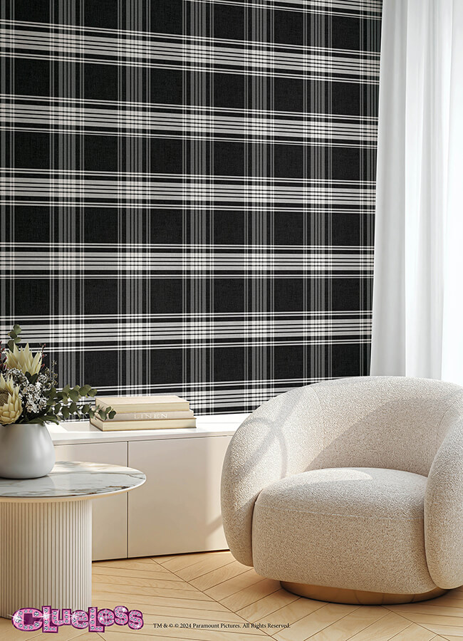 RMWS1324 - Clueless Dionne Black Peel and Stick Wallpaper - by Roommates