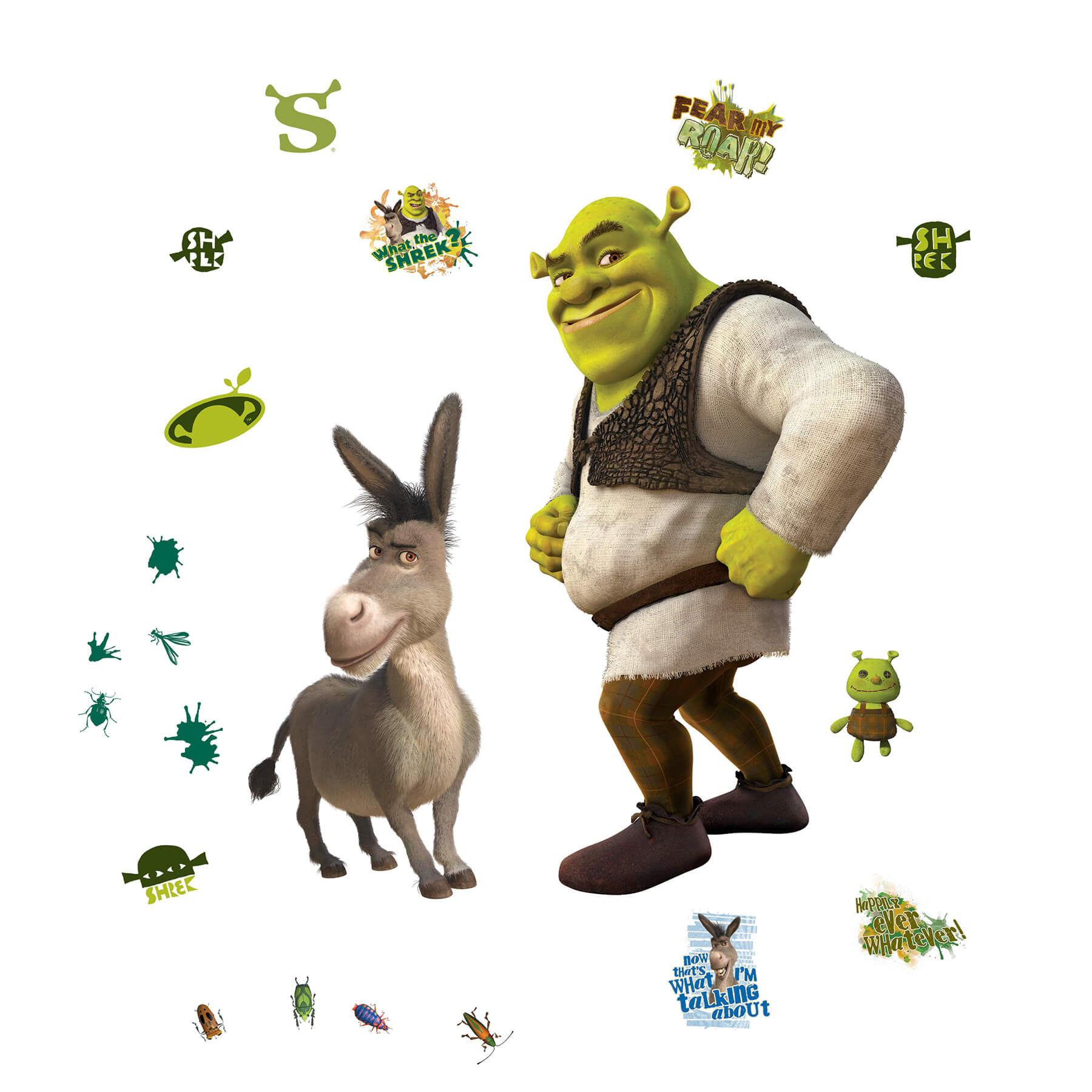 RMDM5561 - Shrek and Donkey Green Wall Decals - by RoomMates