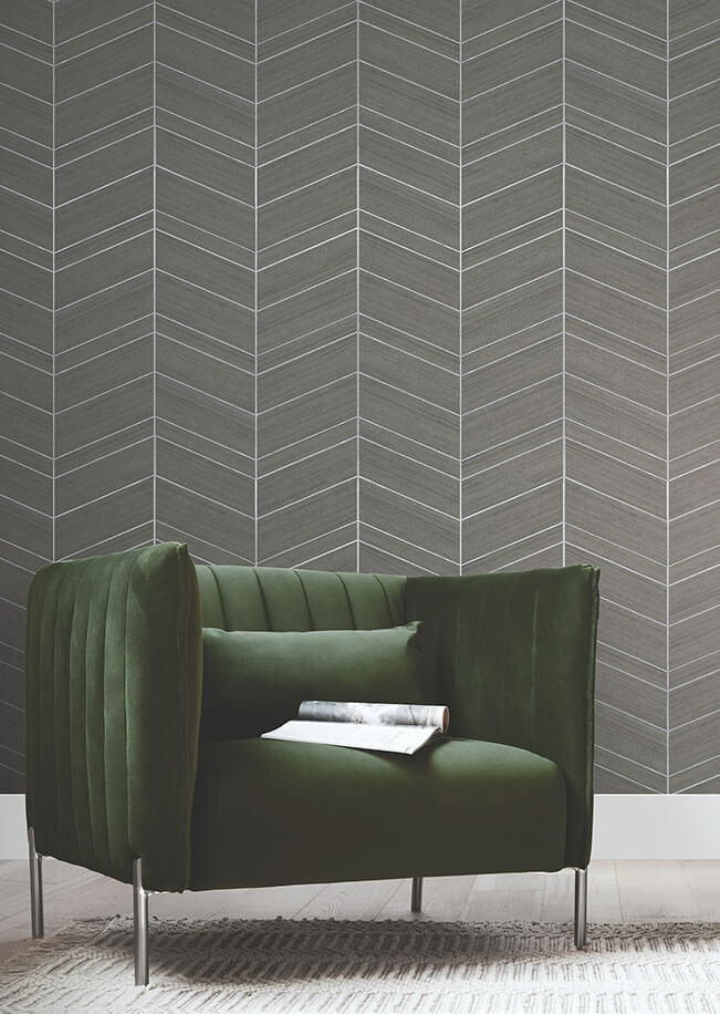 York Wallcoverings. YGL7035 - Chevron Abaca Portabella Wallpaper - by York