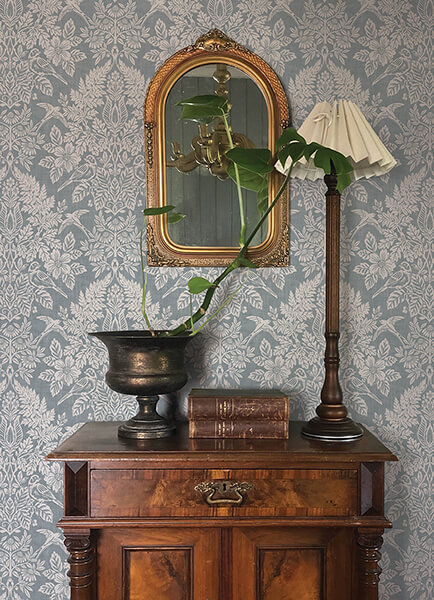 York Wallcoverings. 4173-27623 - Finch Light Blue Woodland Damask ...