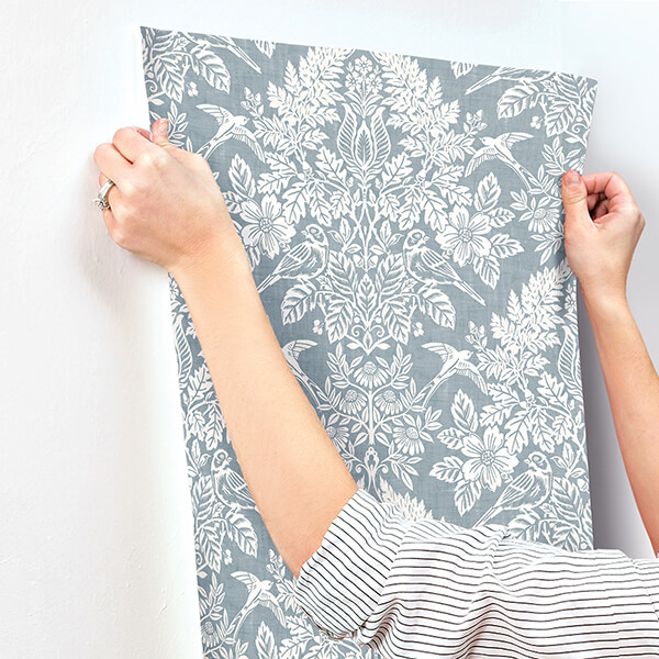 4173-27623 - Finch Light Blue Woodland Damask Wallpaper - by A-Street ...