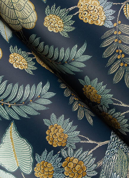 4173-27643 - Geneva Dark Blue Peacock Paradise Wallpaper - by A-Street ...