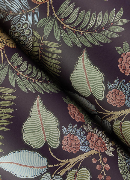 York Wallcoverings. 4173-27644 - Geneva Plum Peacock Paradise Wallpaper ...