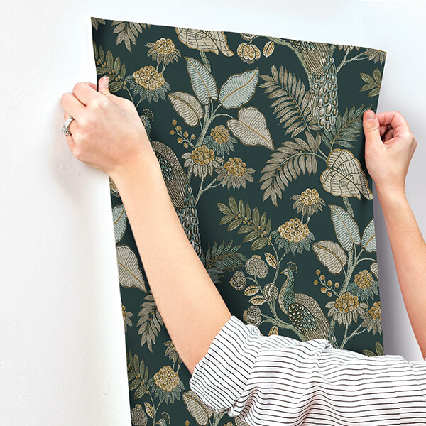 York Wallcoverings. 4173-27645 - Geneva Sea Green Peacock Paradise ...
