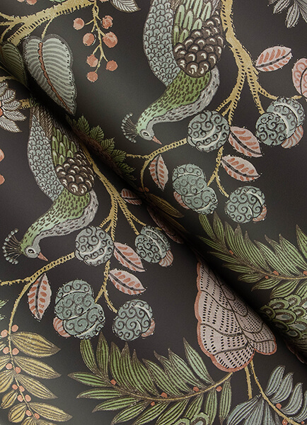 4173-27647 - Geneva Chocolate Peacock Paradise Wallpaper - by A-Street ...