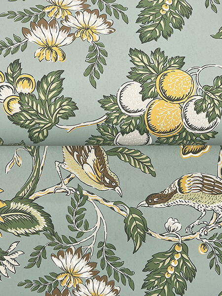 York Wallcoverings. VP1315 - Parterre Light Blue Jacobean Wallpaper ...
