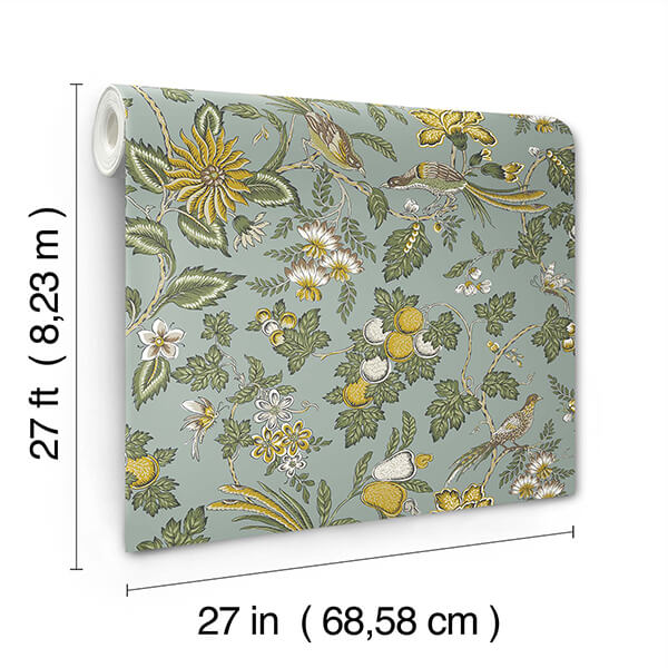 York Wallcoverings. VP1315 - Parterre Light Blue Jacobean Wallpaper ...