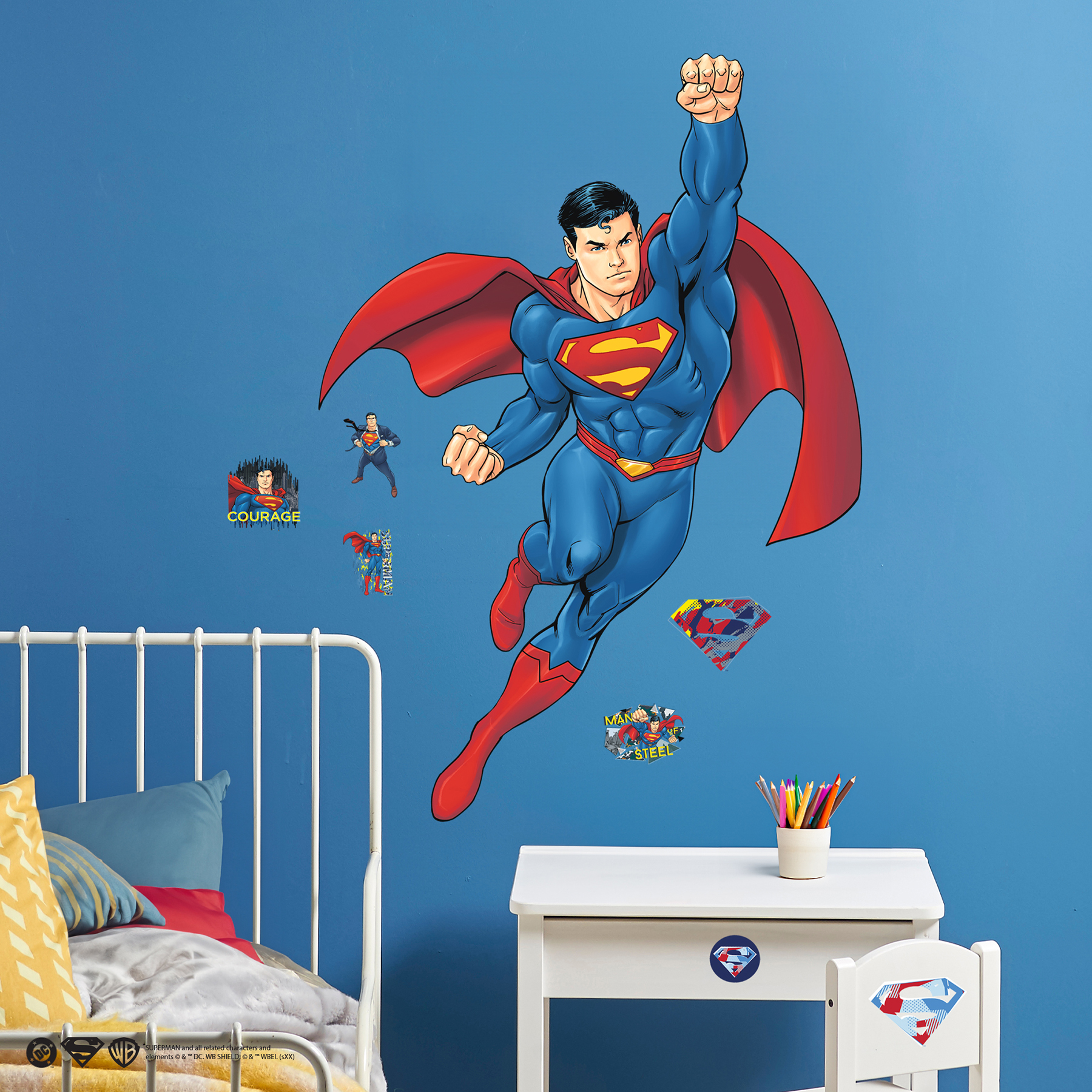 RMK5564GM - Superman Global Hero Peel and Stick Blue Wall Decals - by ...