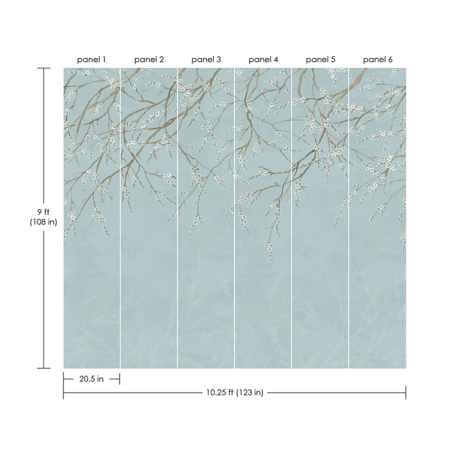 SLM6464 - Hanami Blue Peel and Stick Mural - by WallPops