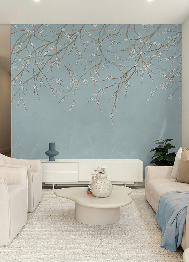 SLM6464 - Hanami Blue Peel and Stick Mural - by WallPops