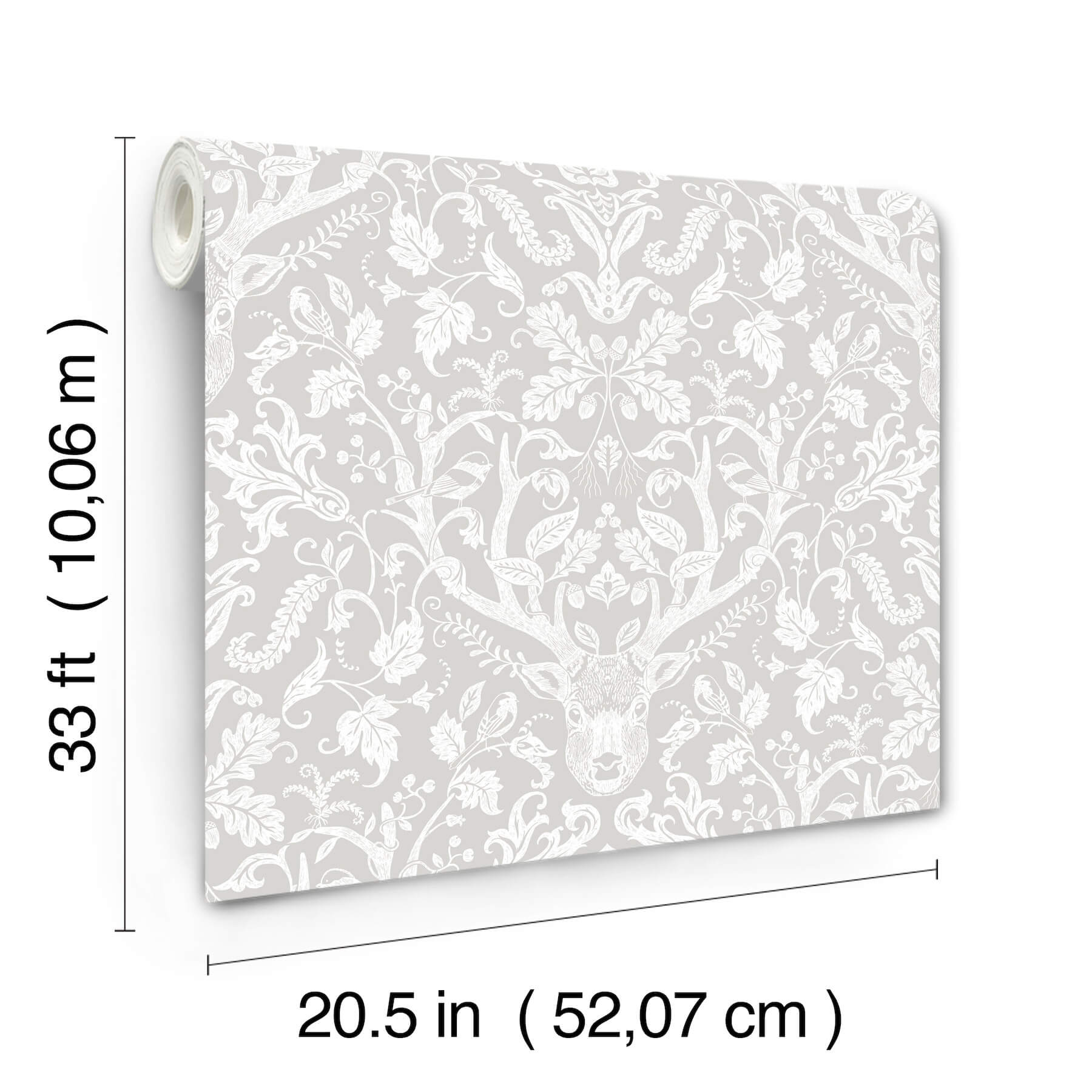 York Wallcoverings. 4169-12701 - Kiwassa Grey Antler Damask Wallpaper ...