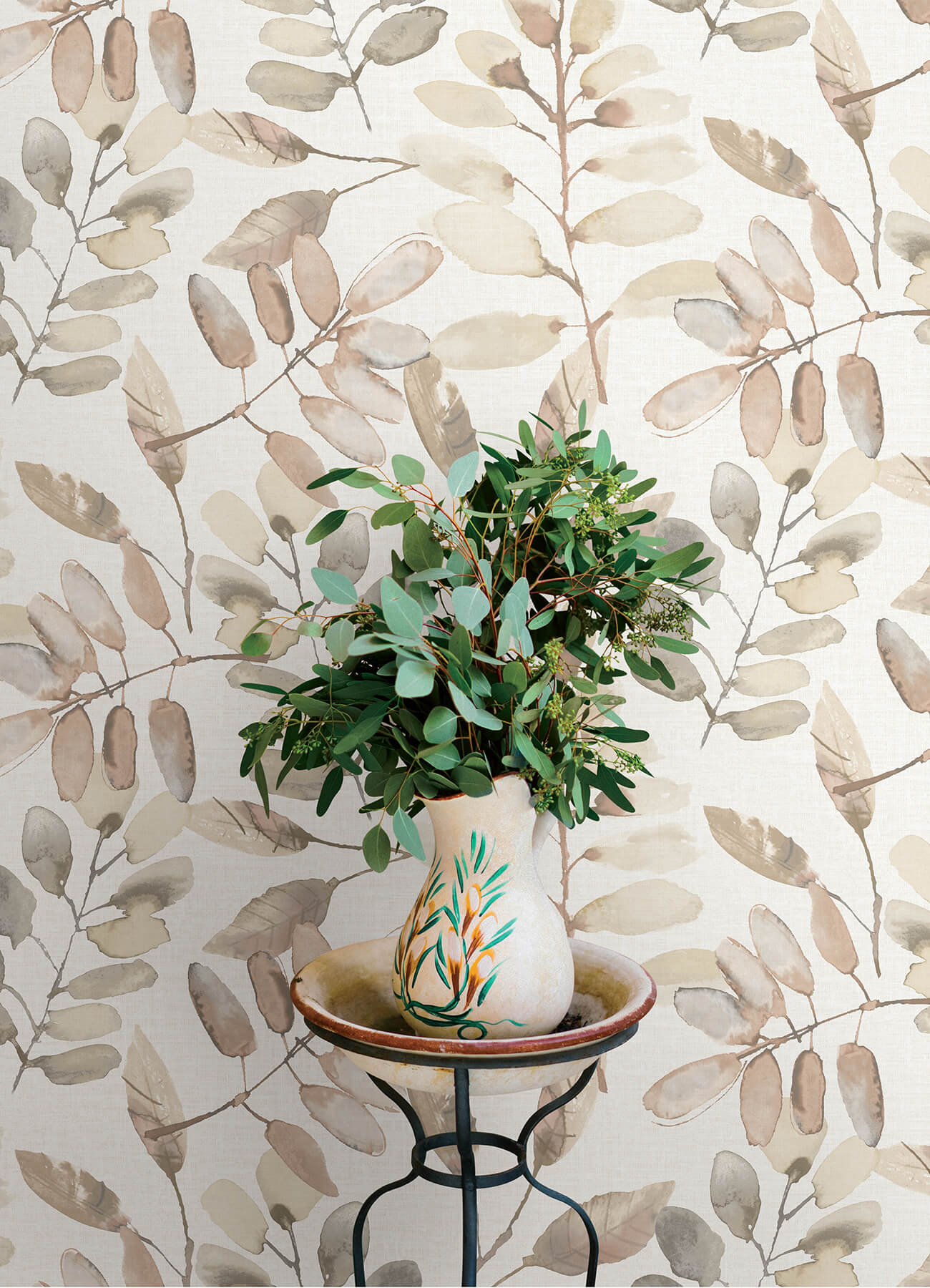 4169-13912 - Pinnate Salmon Leaves Wallpaper - by Chesapeake