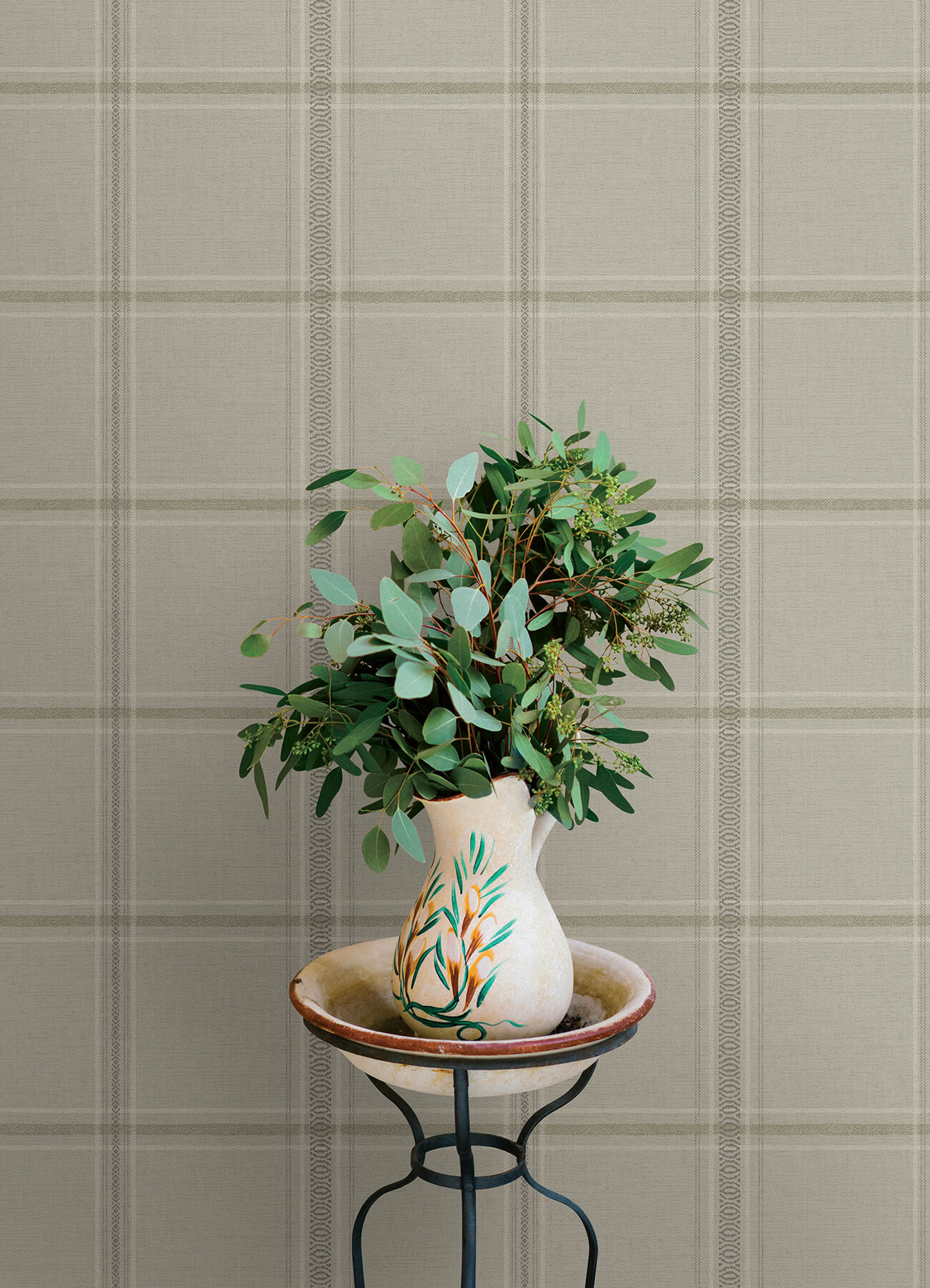 4169-27608 - Auberge Taupe Plaid Wallpaper - by Chesapeake