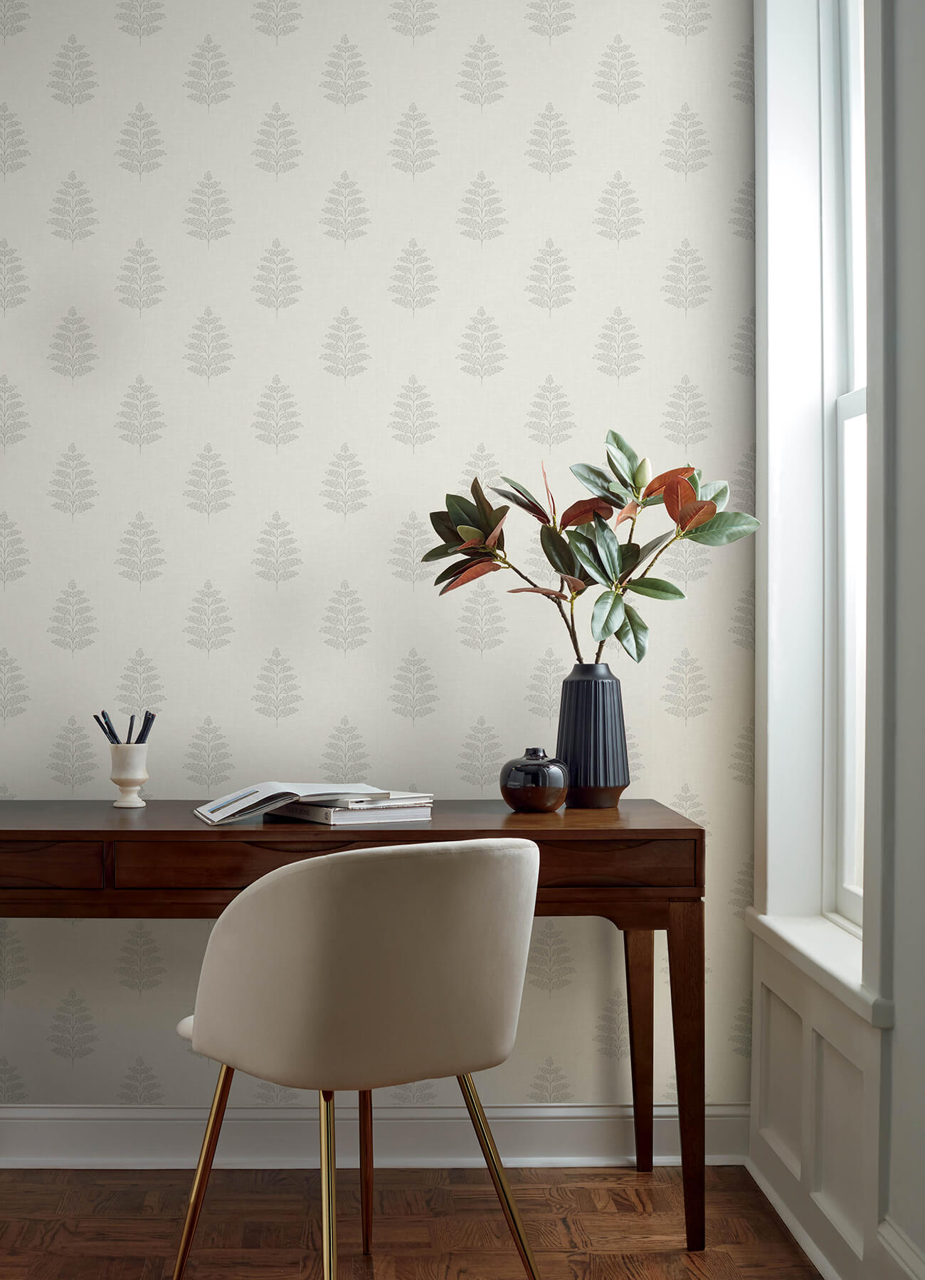York Wallcoverings. 4169-83125 - Frond Cream Leaf Wallpaper - by Chesapeake