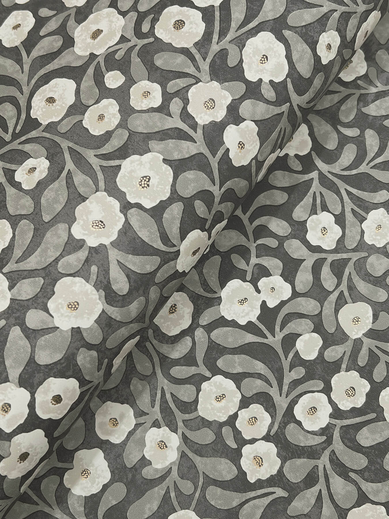 4169-83133 - Poppy Trail Black Floral Wallpaper - by Chesapeake