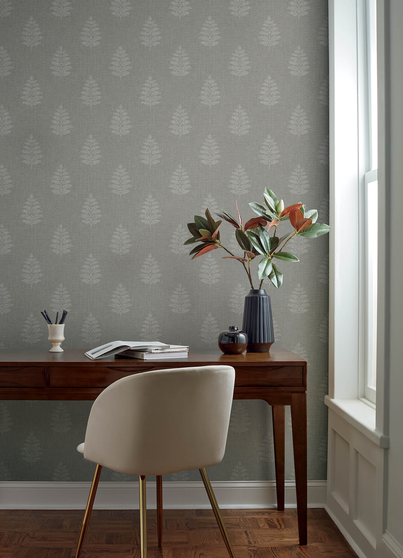 York Wallcoverings. 4169-83128 - Frond Charcoal Leaf Wallpaper - by ...