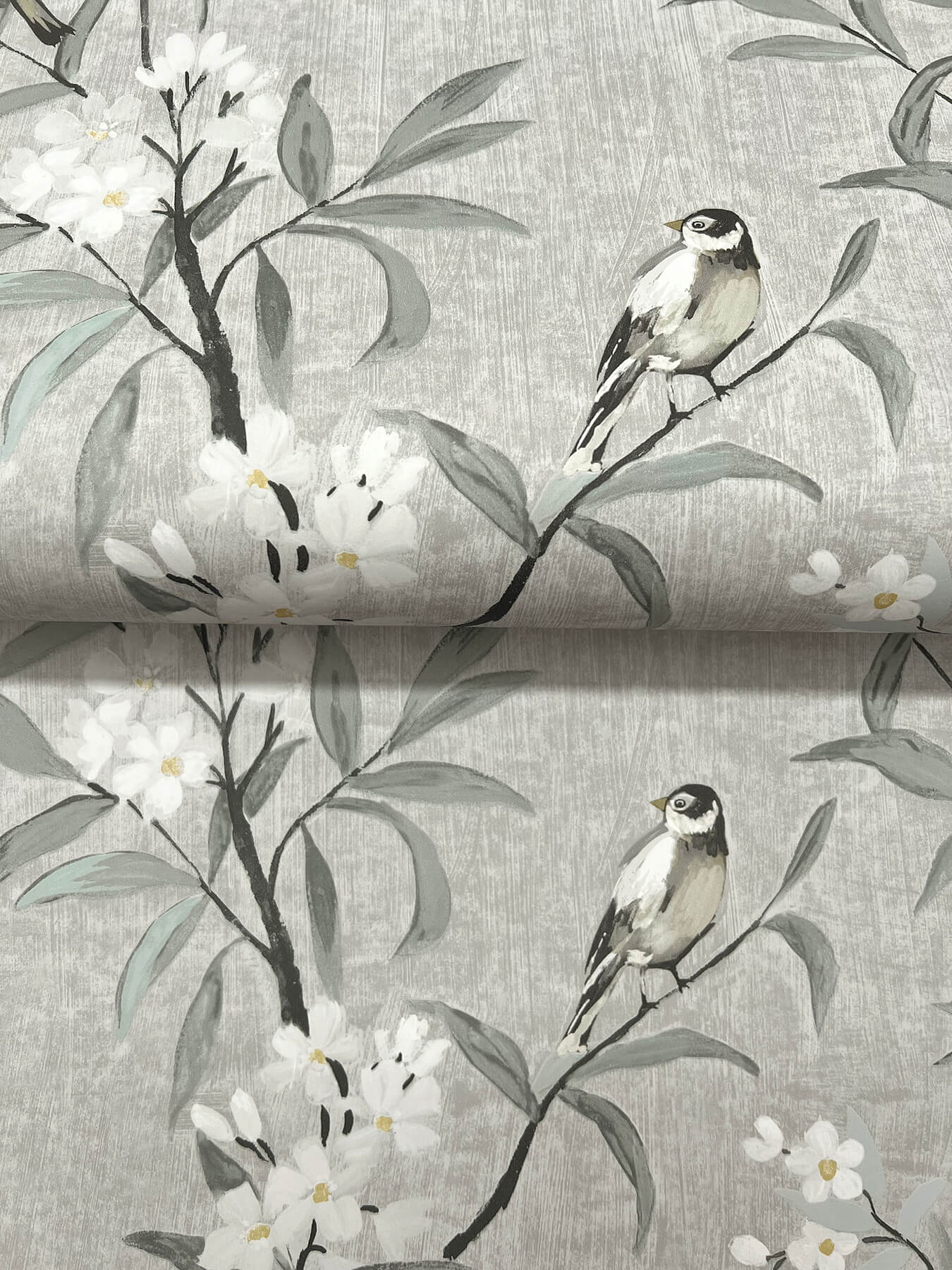 4169-83141 - Tea Olive Gray Finch Frolic Wallpaper - by Chesapeake