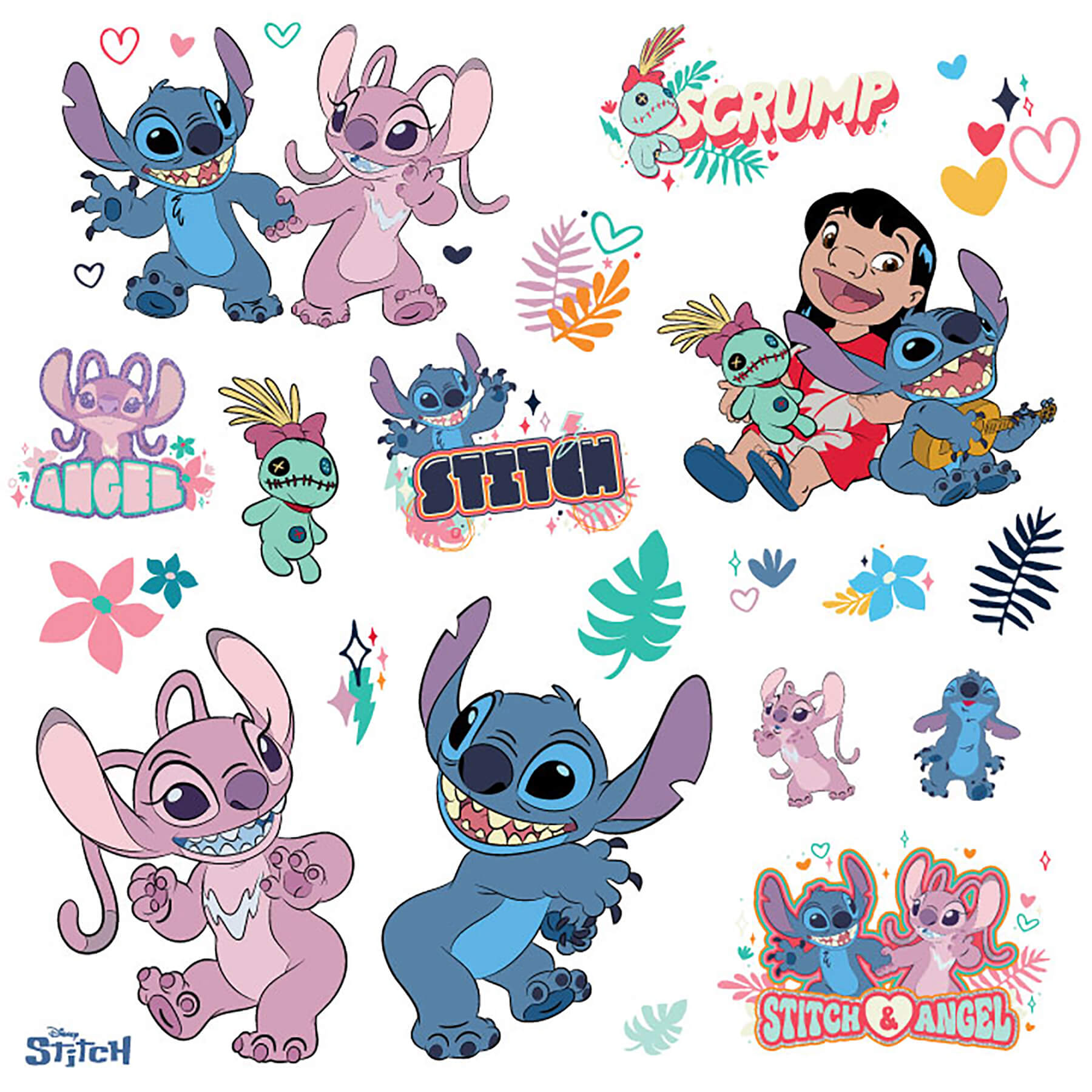 RMK5585SCS - Disney Stitch & Angel Pink Wall Decals - by Roommates