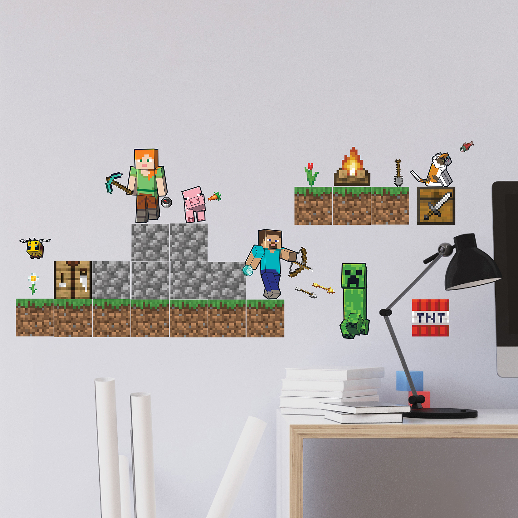 RMK5581SCS - Minecraft Blocks Build Your Own Brown Wall Decals - by ...
