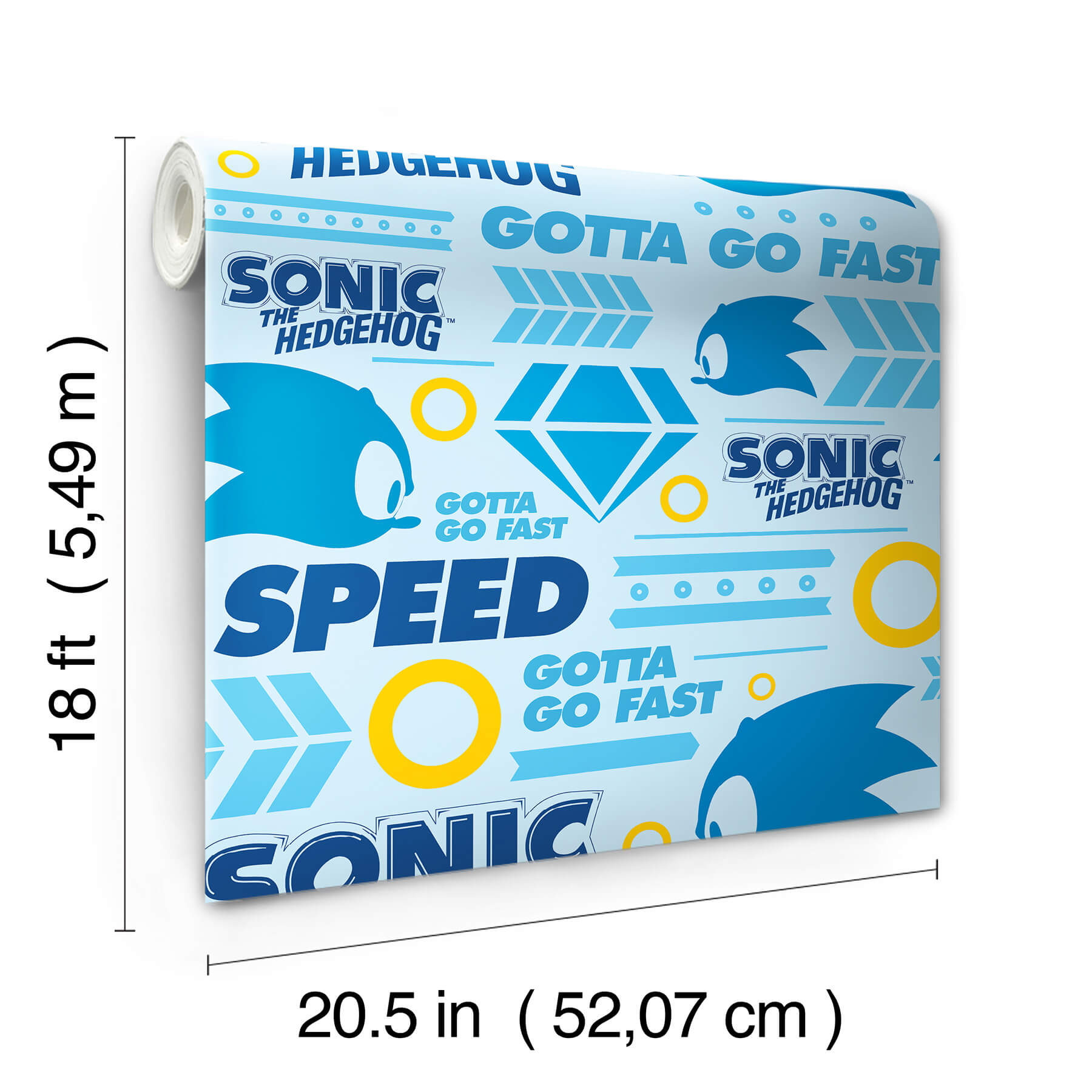 RMWS1334 - Sonic The Hedgehog Gotta Go Fast Blue Peel and Stick ...
