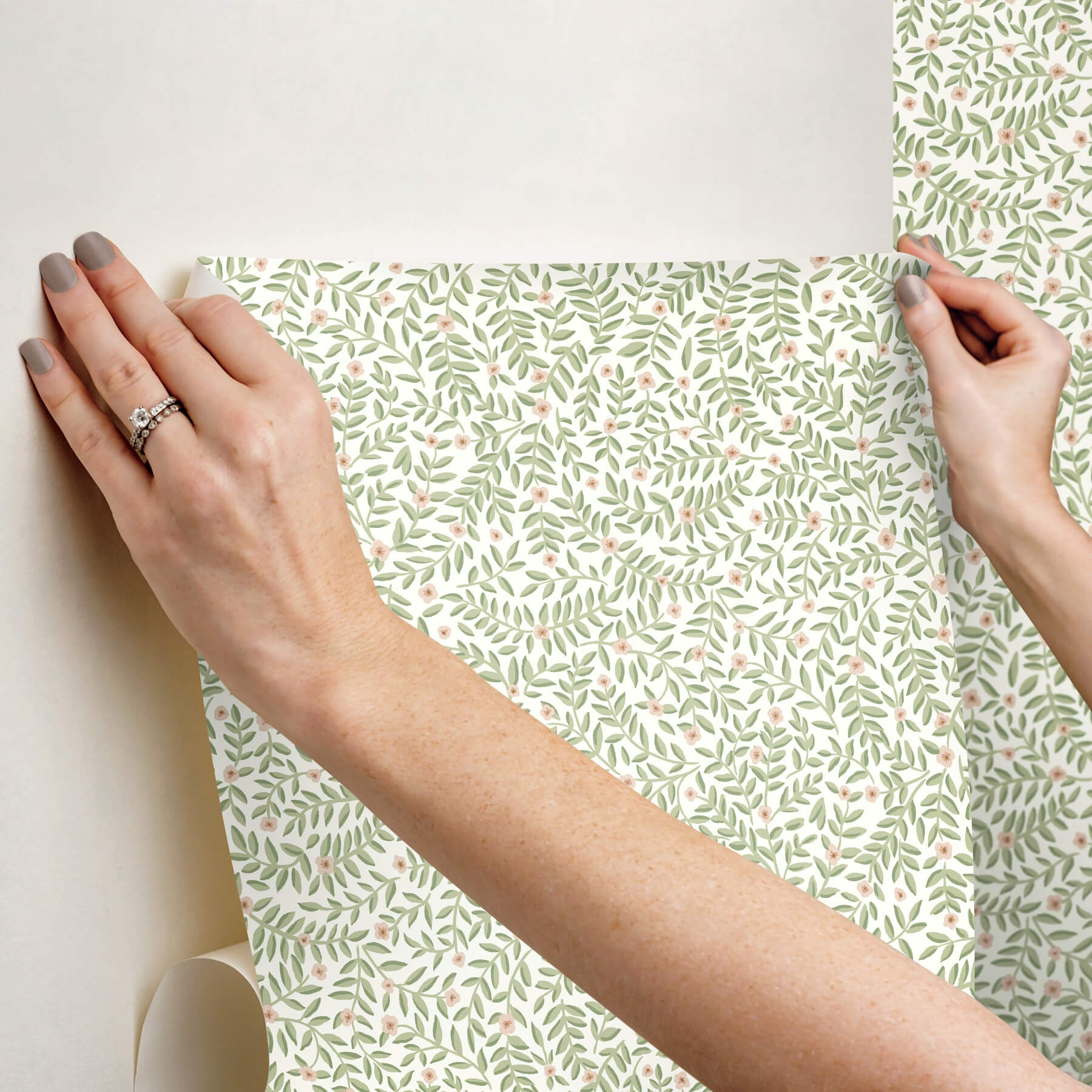 York Wallcoverings. PSW1673RL - Elodie Cream Petite Floral Premium Peel ...