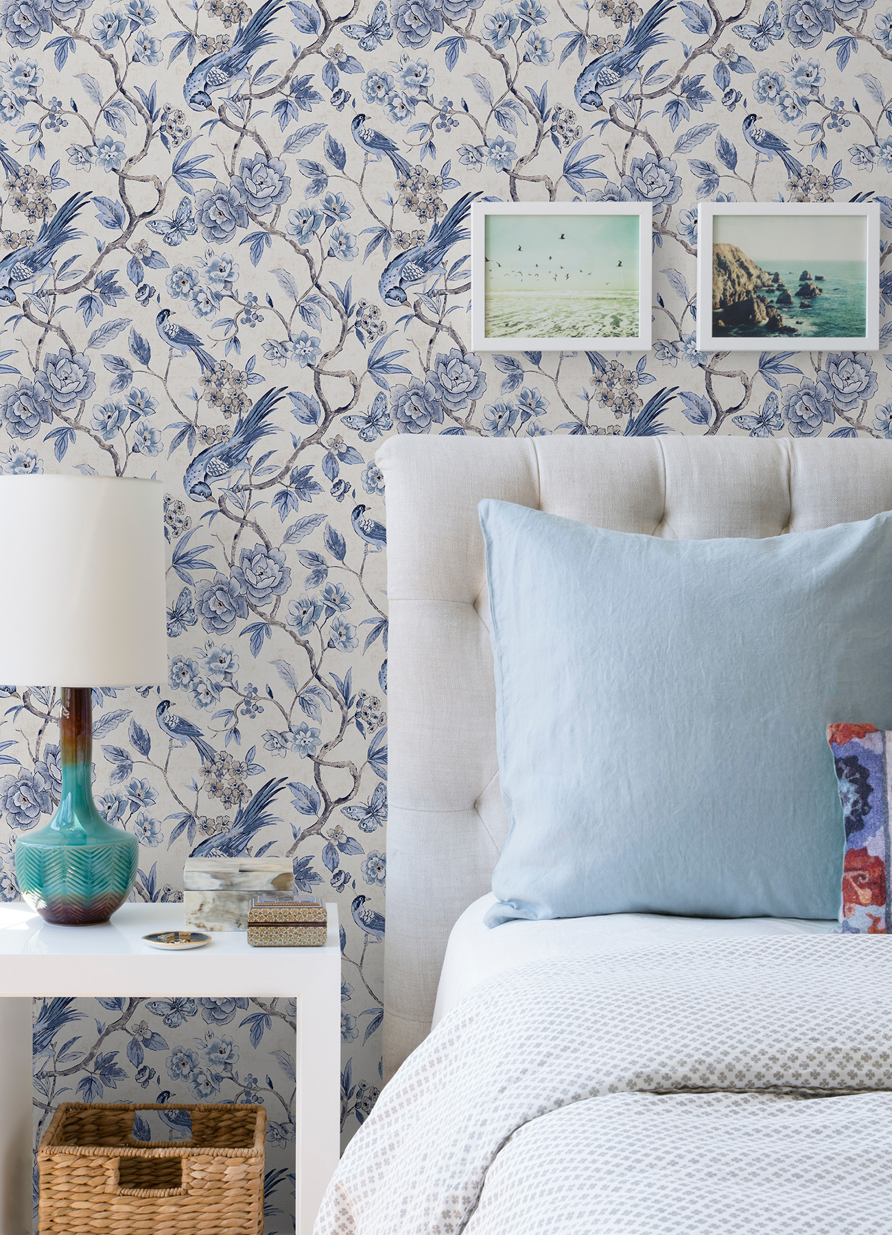 WVS6472 - Aviary Garden Blue Peel and Stick Wallpaper - by Roommates