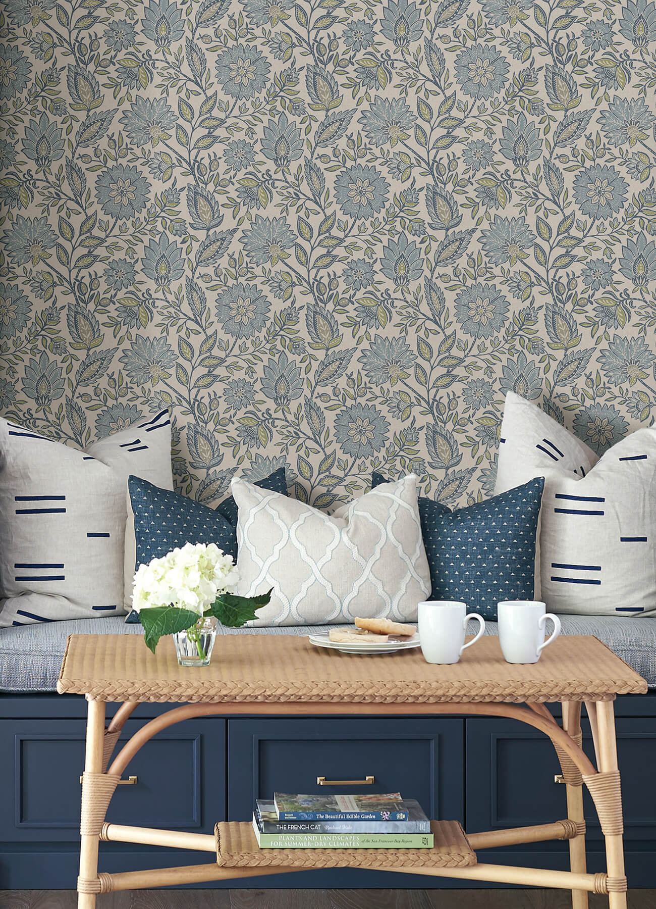 WVS6481 - Indira Aster Blue Peel and Stick Wallpaper - by Roommates