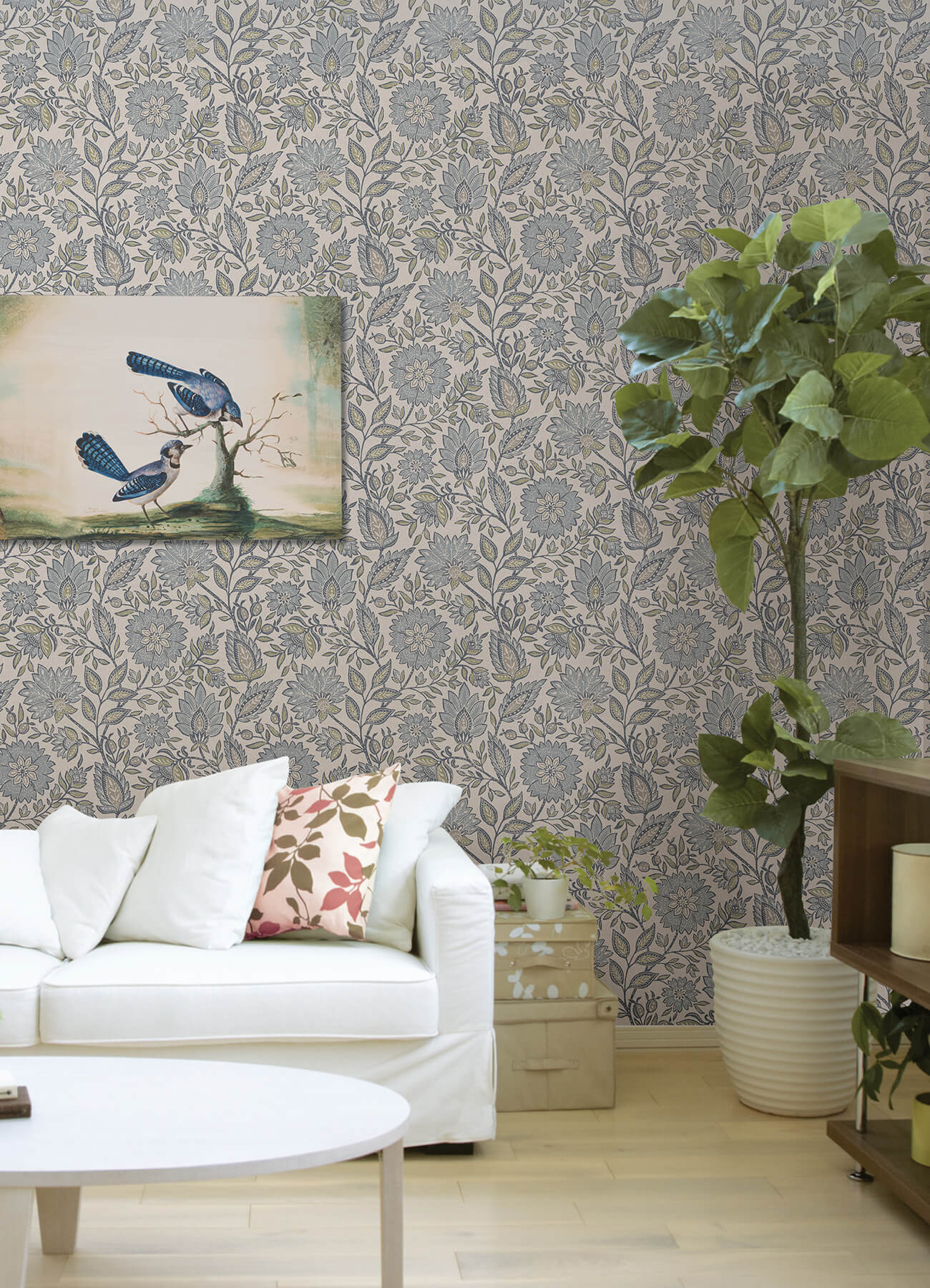 WVS6481 - Indira Aster Blue Peel and Stick Wallpaper - by Roommates