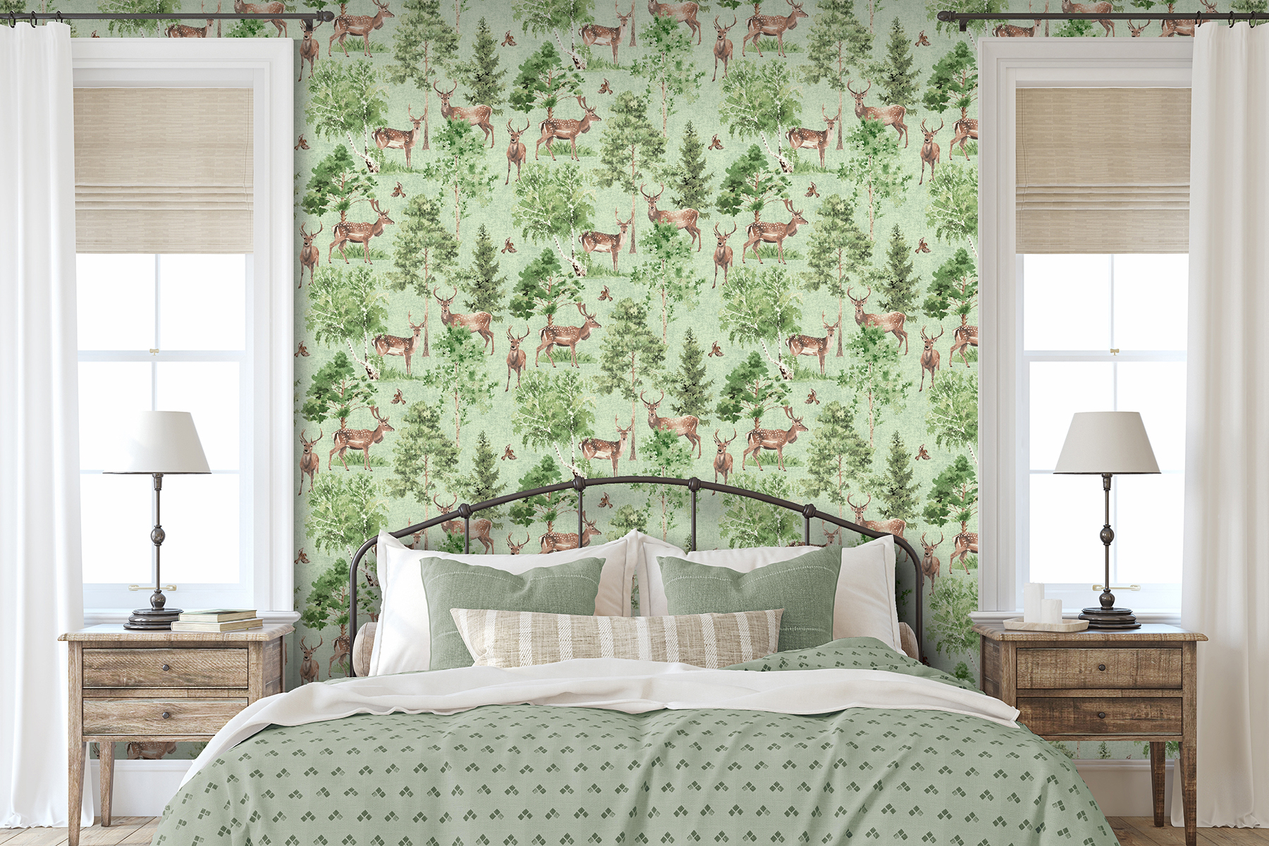 AH100215AH - Cletis Neutral Deer Forest Wallpaper - by Arthouse