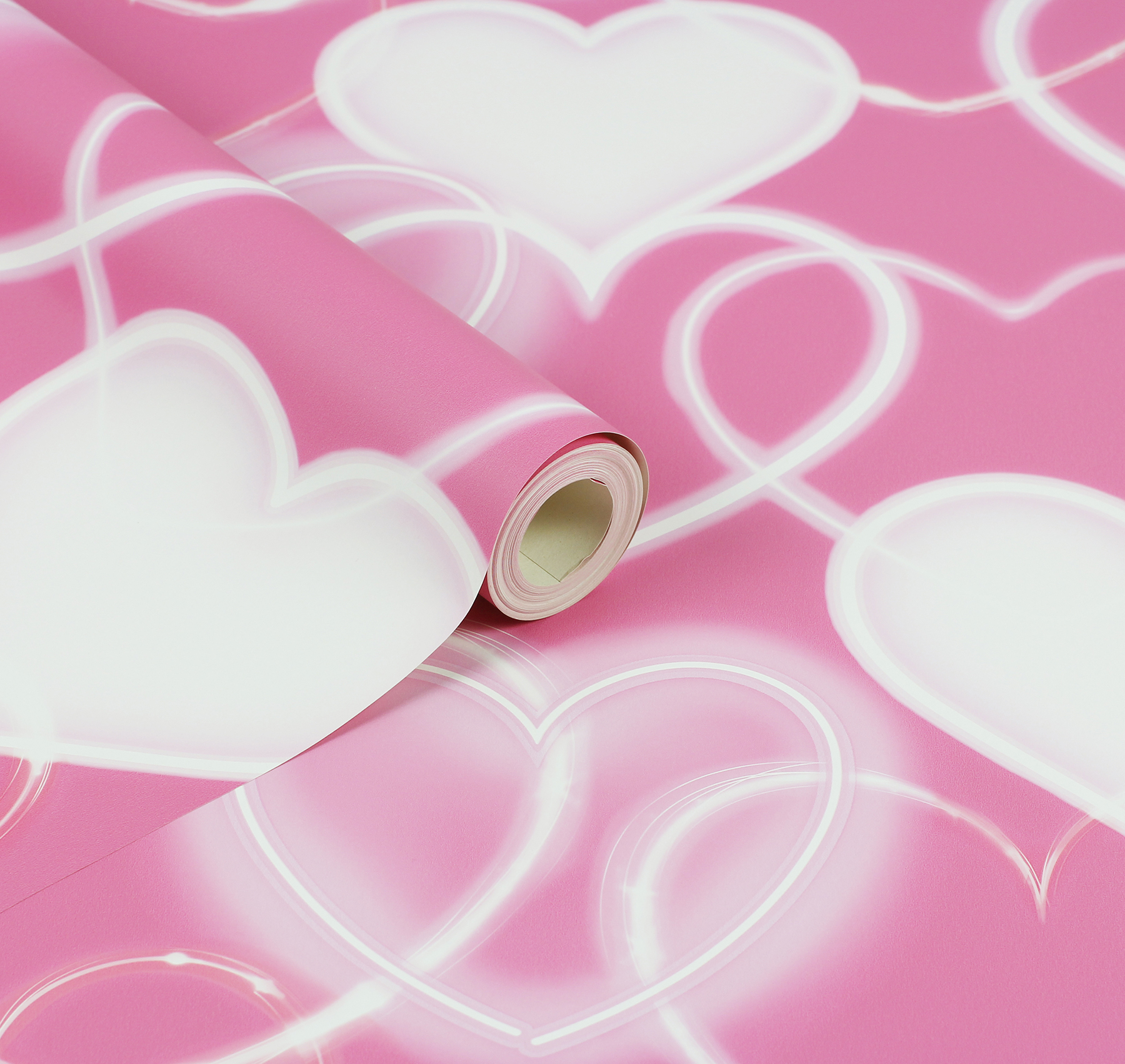 AH100222AH - Effie Pink Neon Heart Wallpaper - by Arthouse